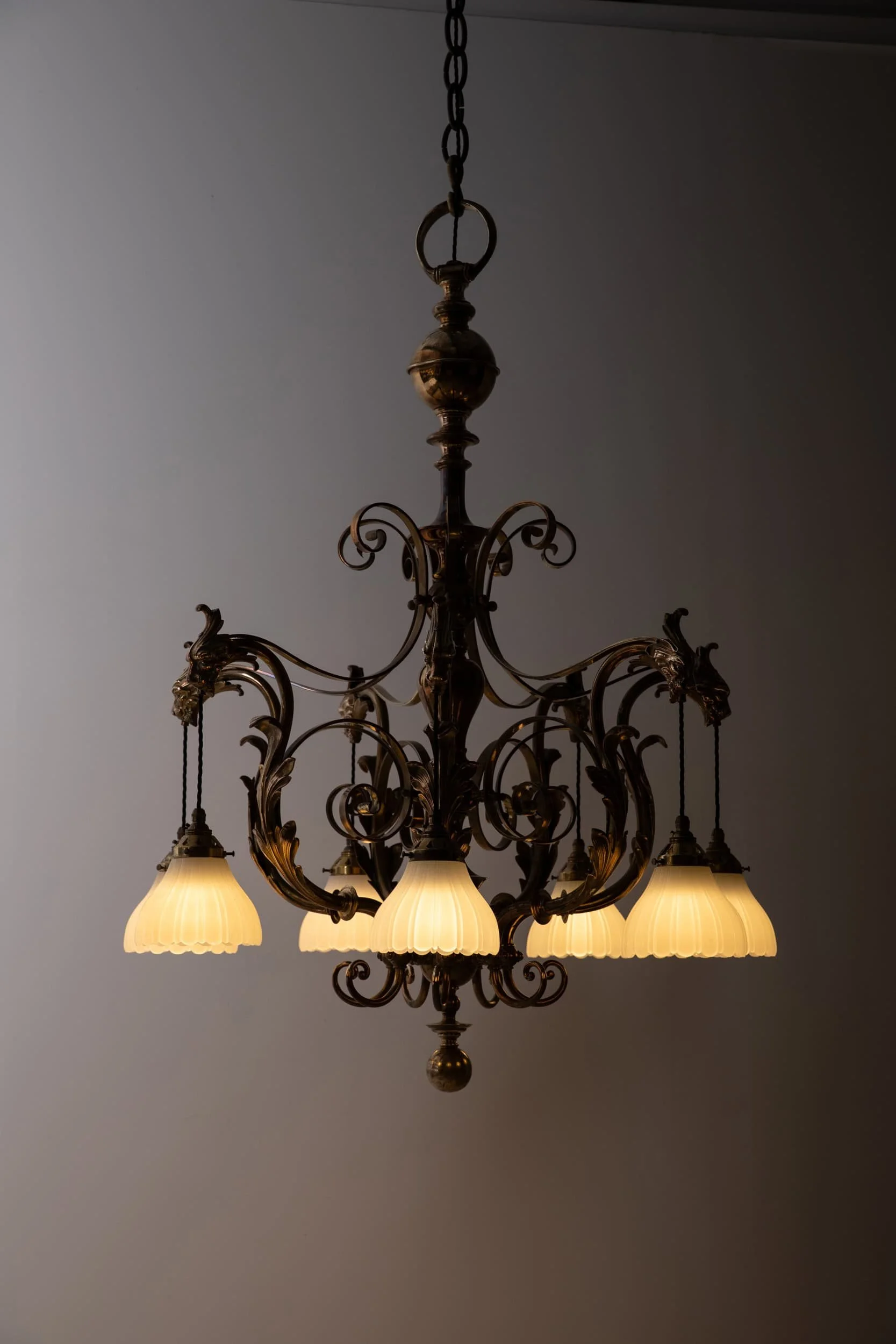XL Antique F&C Osler Brass Electrolier Light — Antiques Workshop ...