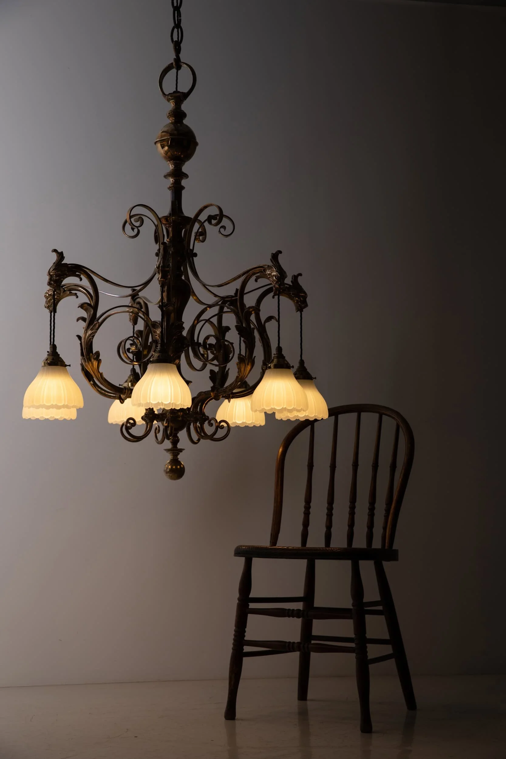 XL Antique F&C Osler Brass Electrolier Light — Antiques Workshop ...