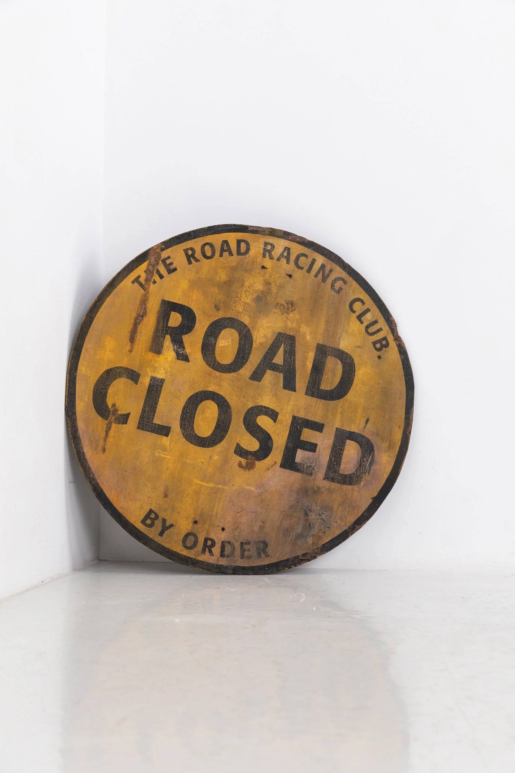 Large Hand Painted Yellow 'Road Closed' Sign — Antiques Workshop ...