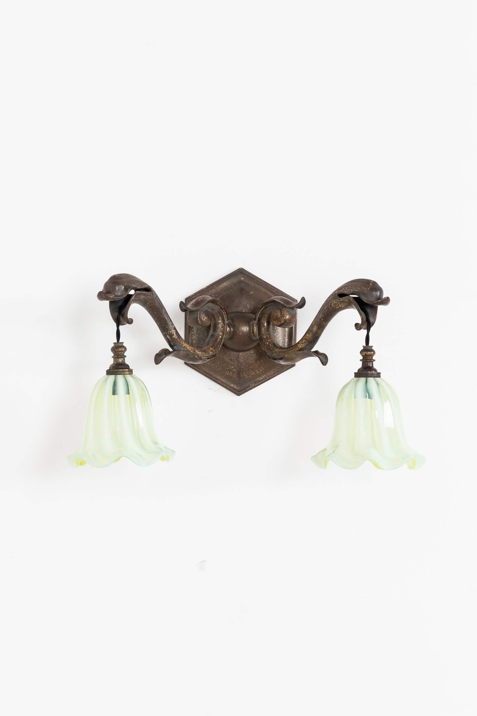 Pair of Brass GEC Twin Wall Bracket Lamps — Antiques Workshop ...