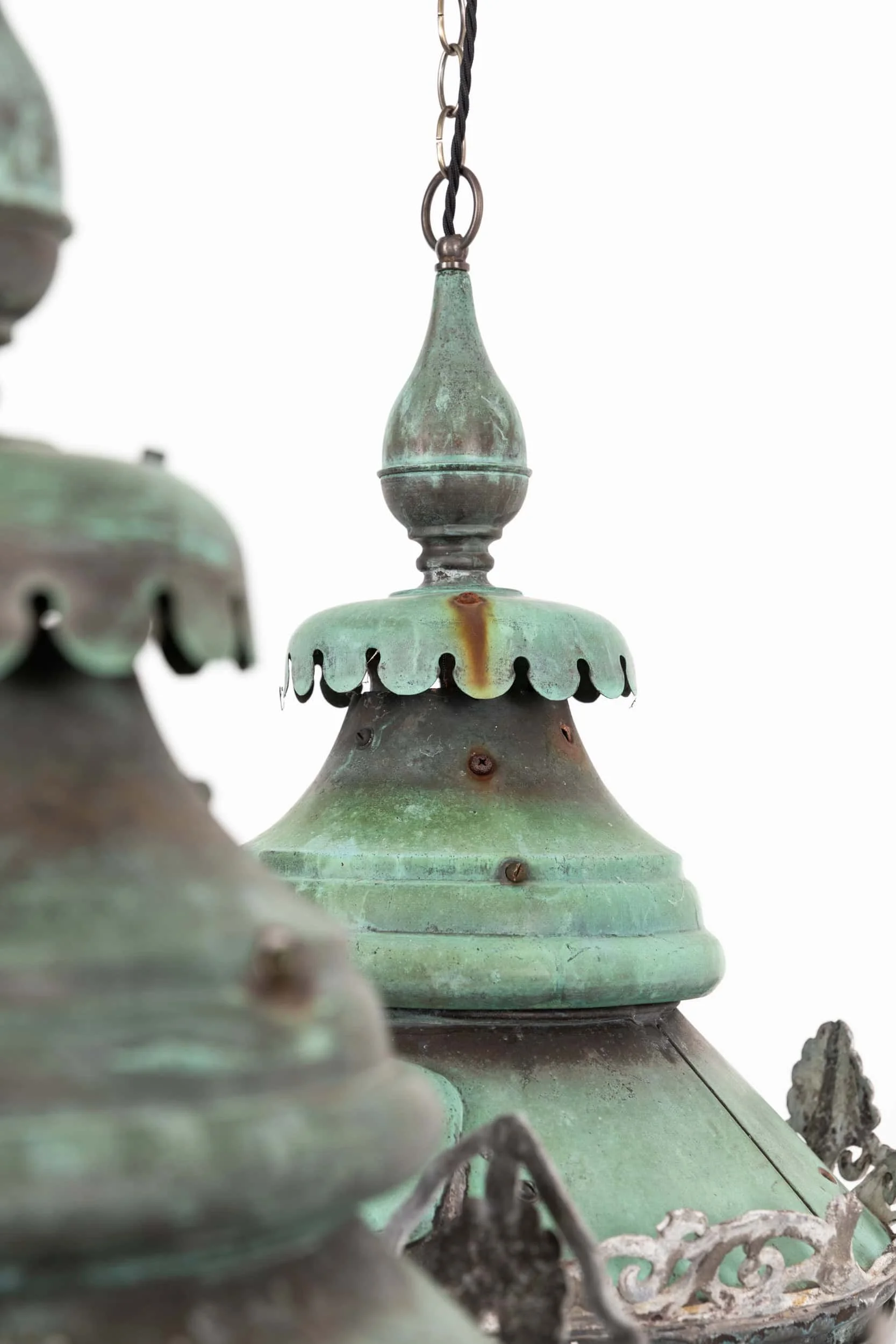 Large Antique Conical Glazed Copper Hall Lantern — Antiques Workshop ...