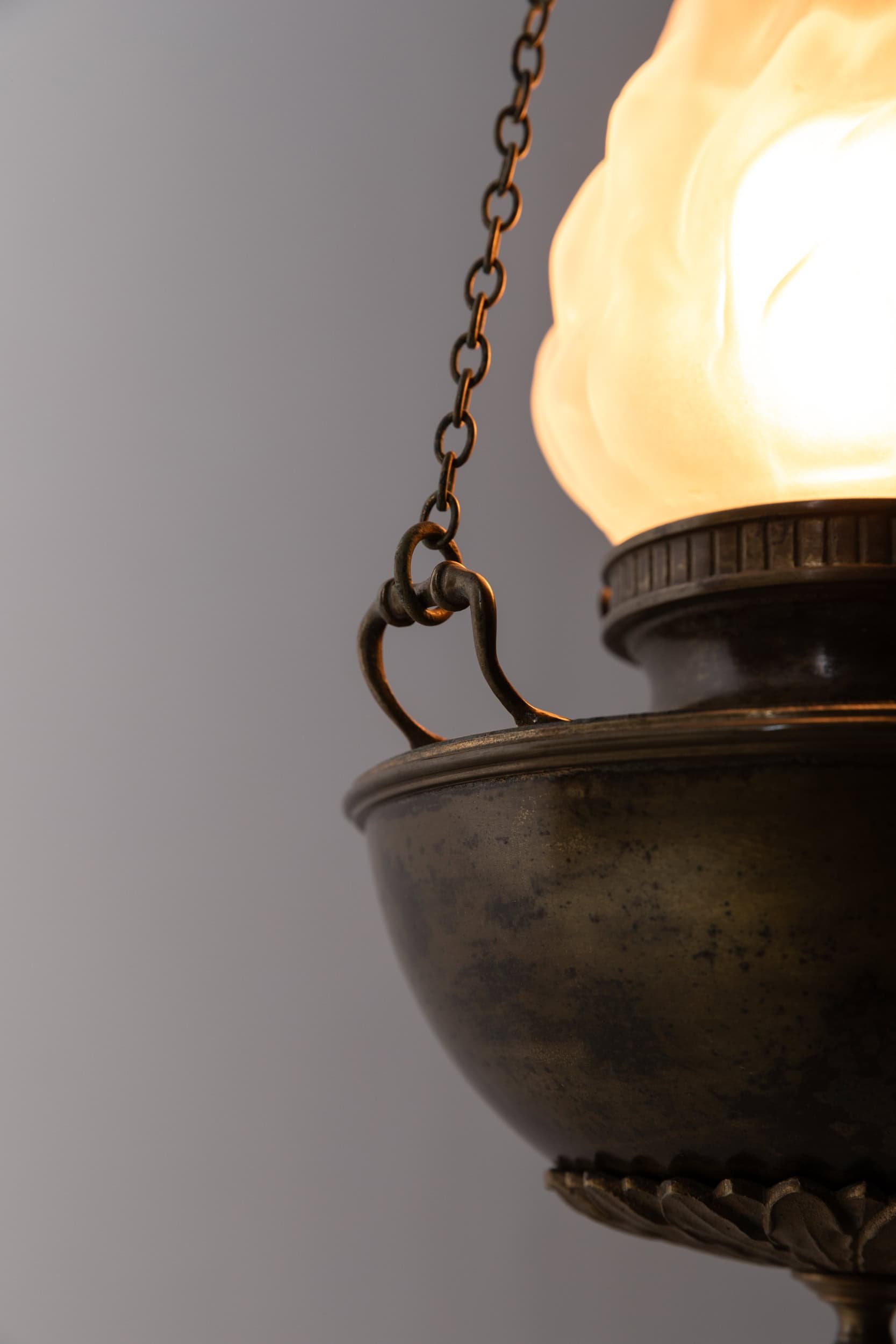 Brass GEC Sanctuary Flame Pendant Light — Antiques Workshop ...