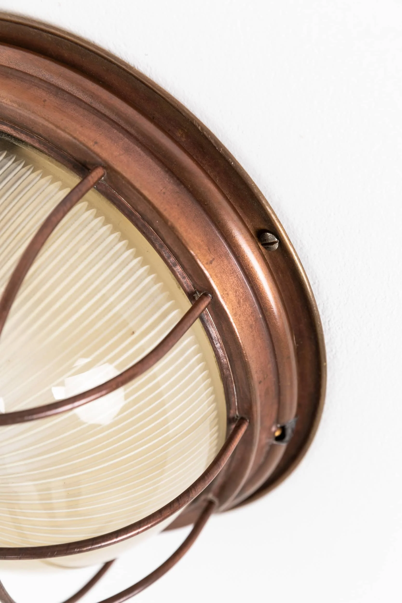 Vintage Industrial Caged Holophane Bulkhead Lamp — Antiques Workshop ...