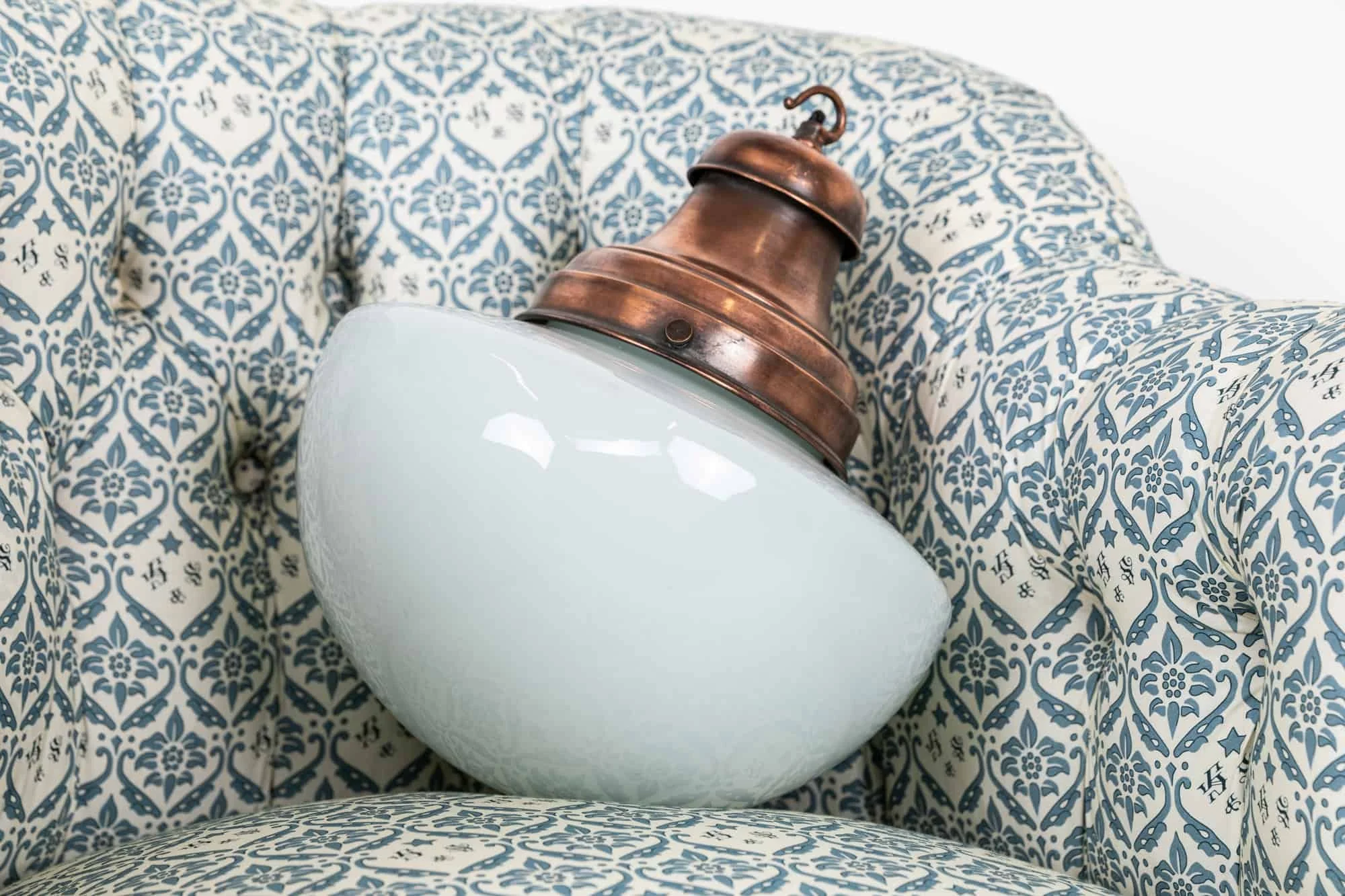 12" Semi-Spherical Antique Opaline Pendant Light — Antiques Workshop ...