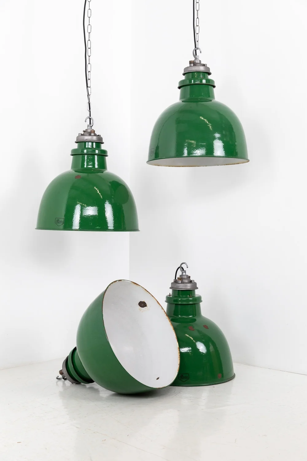 Large Grey Thorlux Enamel Pendant Light — Antiques Workshop ...