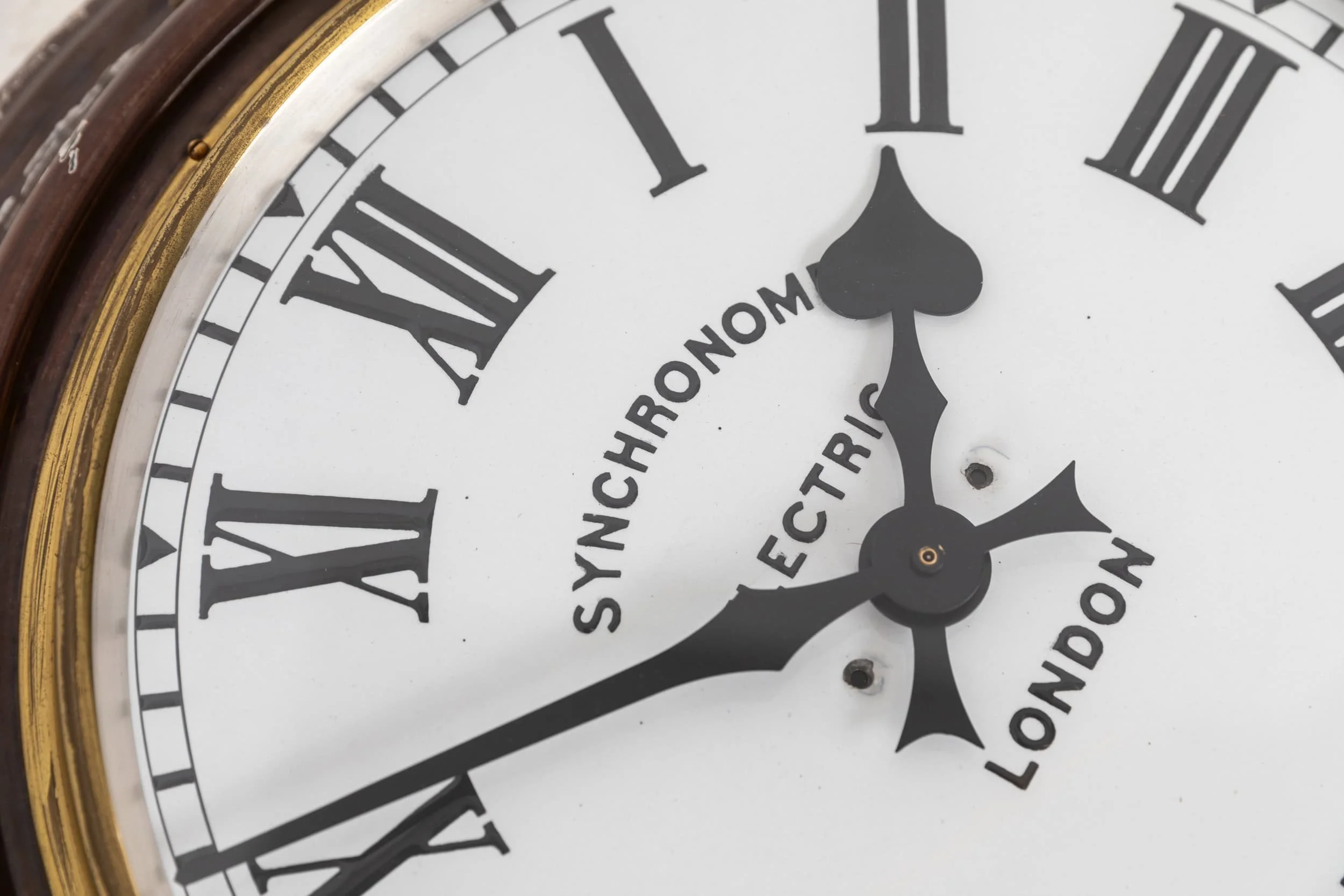 Brown Enamel Synchronome Industrial Wall Clock — Antiques Workshop ...