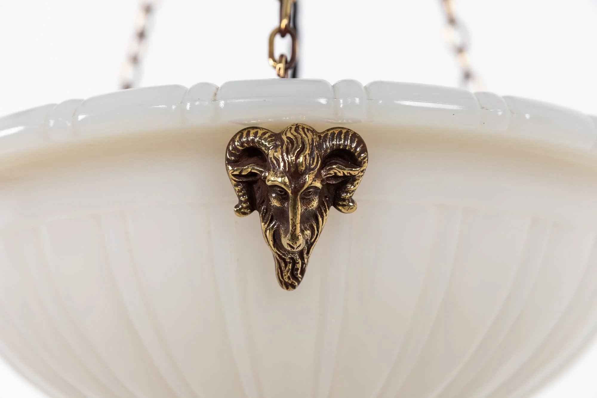 14" Ornate Moonstone Glass Plafonnier Ceiling Light — Antiques Workshop ...