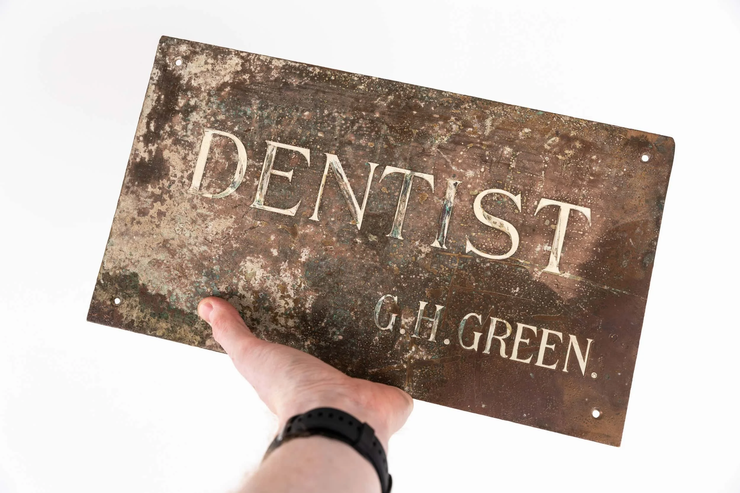 Antique Brass Inlaid Dentist Sign — Antiques Workshop | Exceptional ...