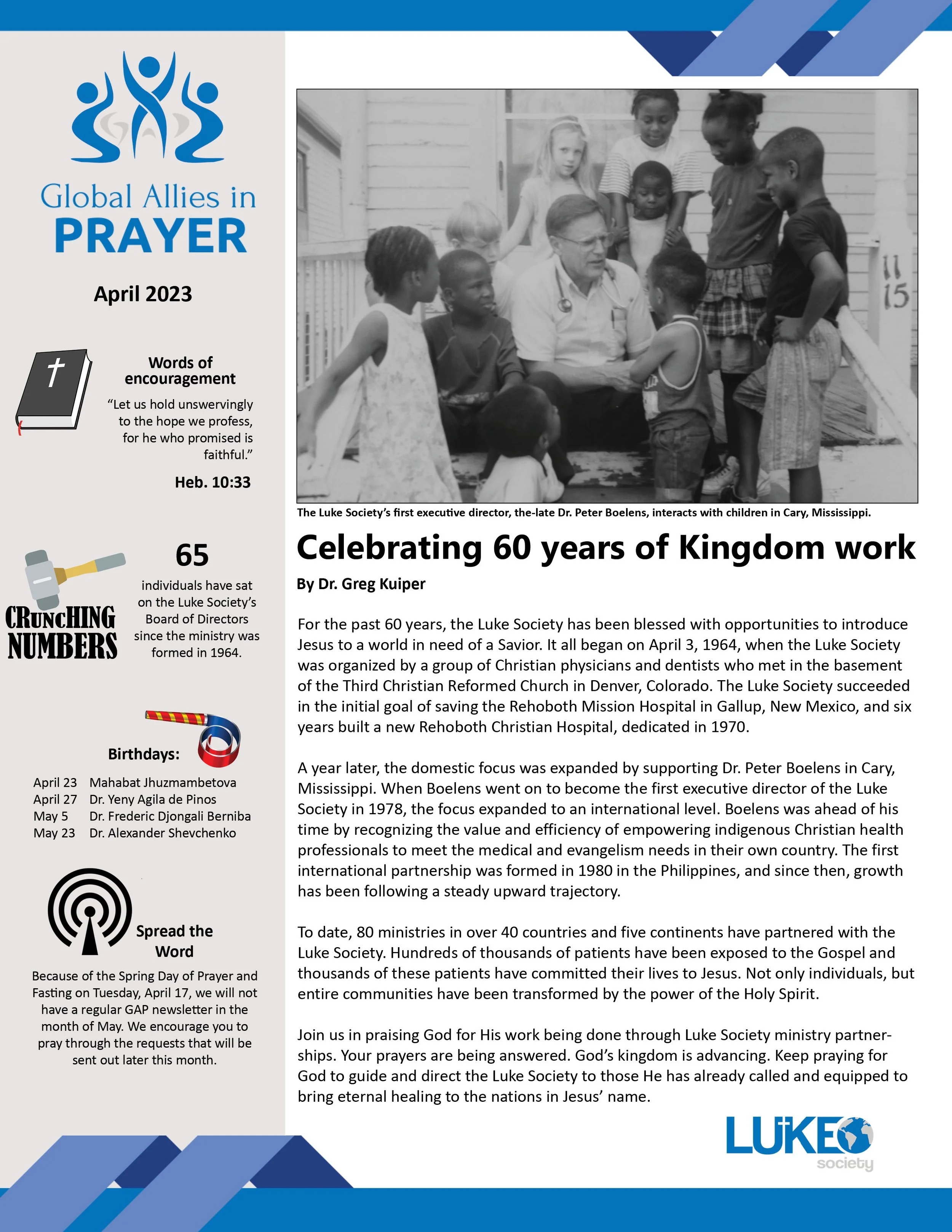 Celebrating 60 years of Kingdom work — Luke Society