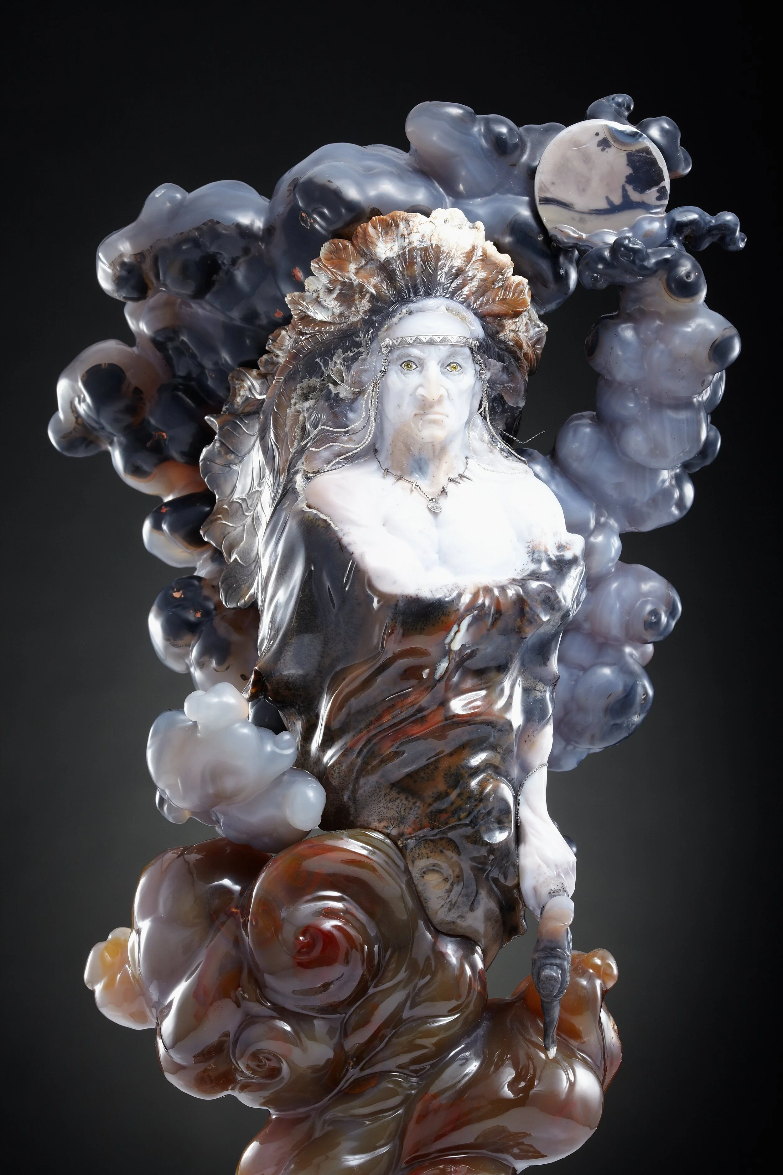 Gemstone Sculpture - Africa Composition: agate, tiger's eye, dolerite ...