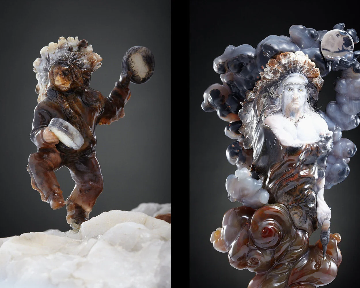 Gemstone Sculpture - Africa Composition: agate, tiger's eye, dolerite ...