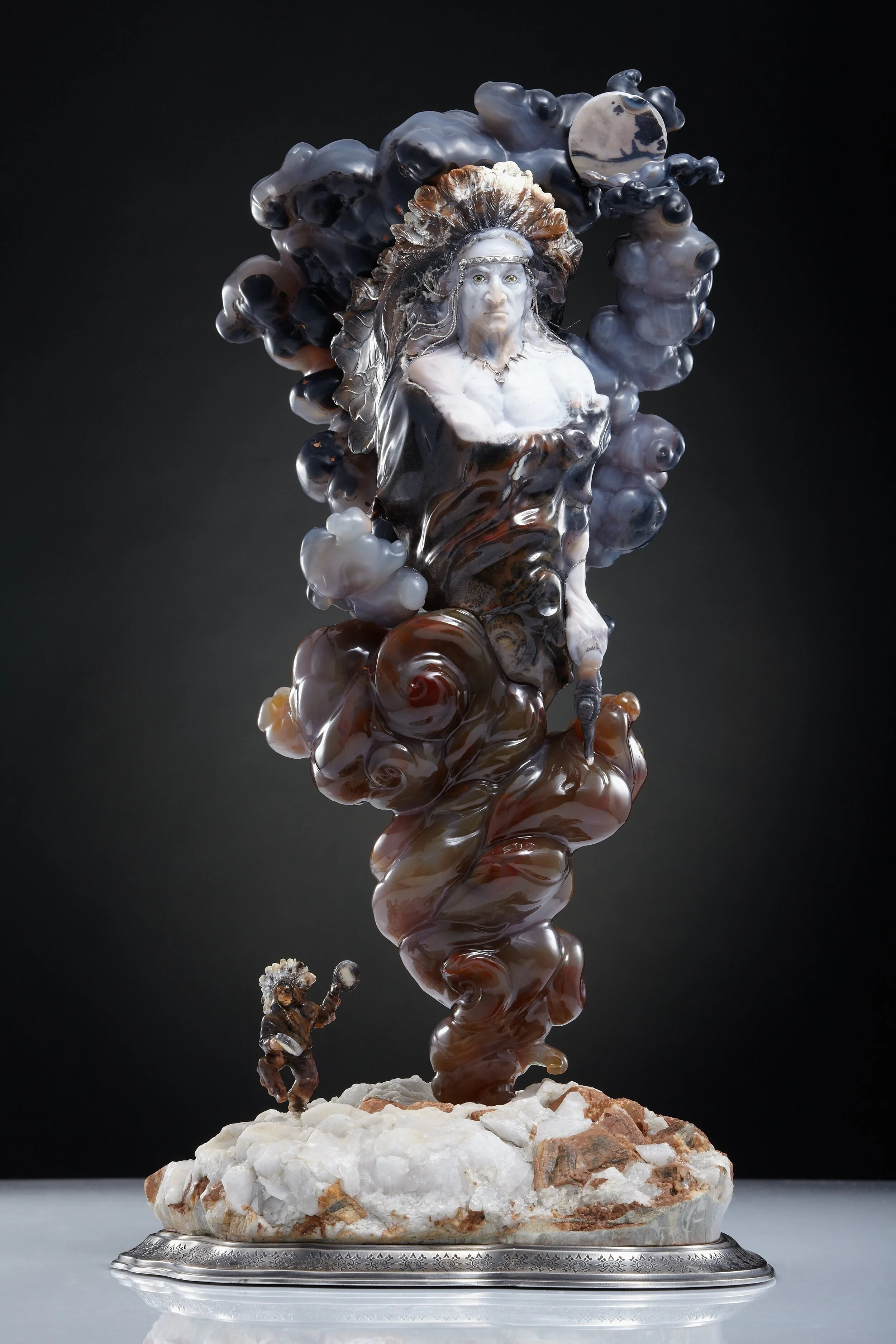 Gemstone Sculpture - Africa Composition: agate, tiger's eye, dolerite ...