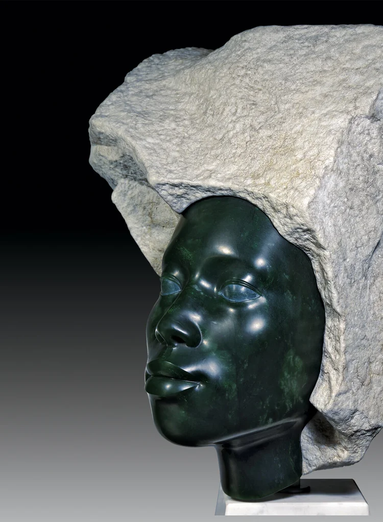 Nephrite Sculpture - Chief RedWolf Commissioned Sculptural Portrait, 65 ...