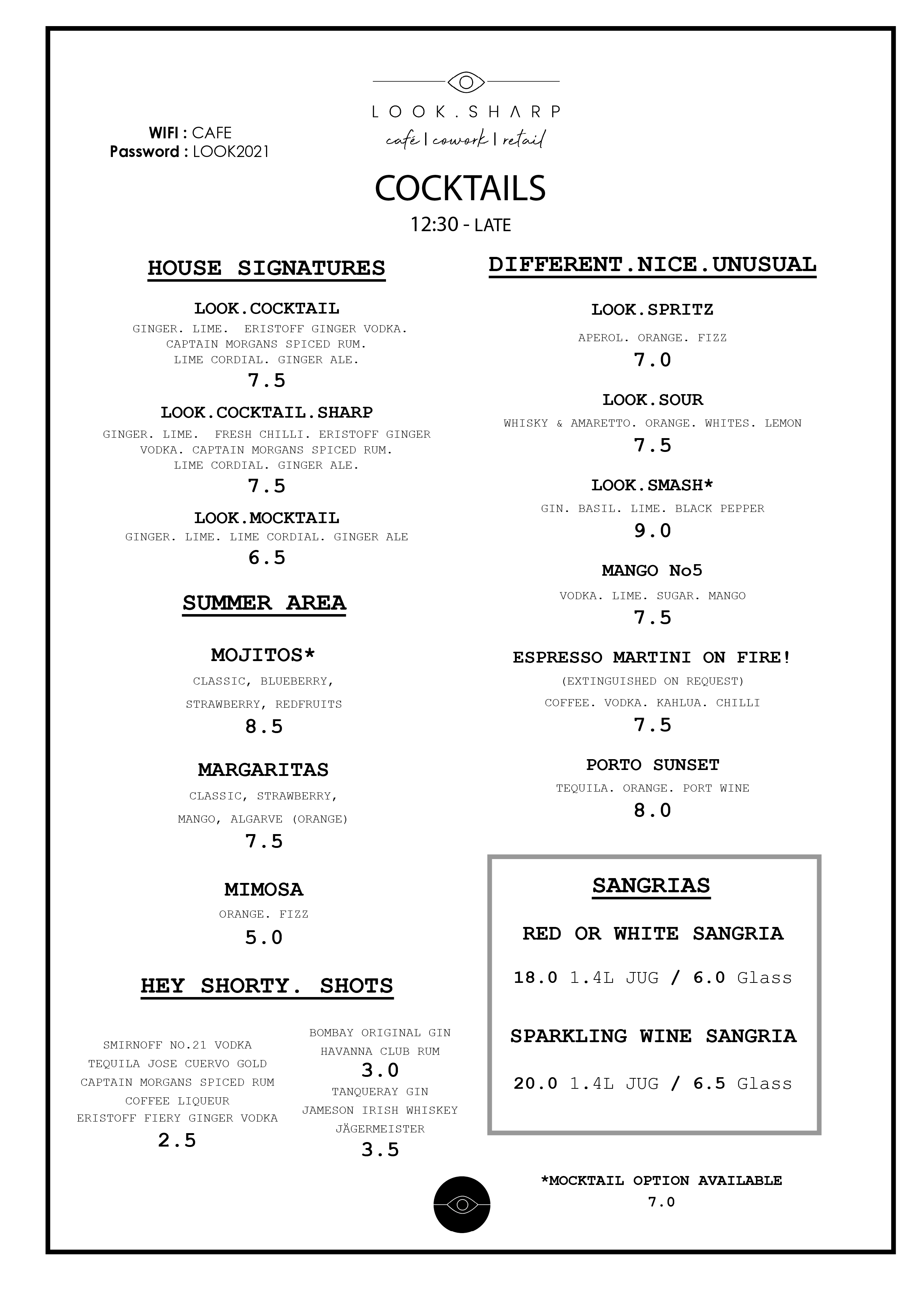 Cafe Menu — L o o k . S h a r p