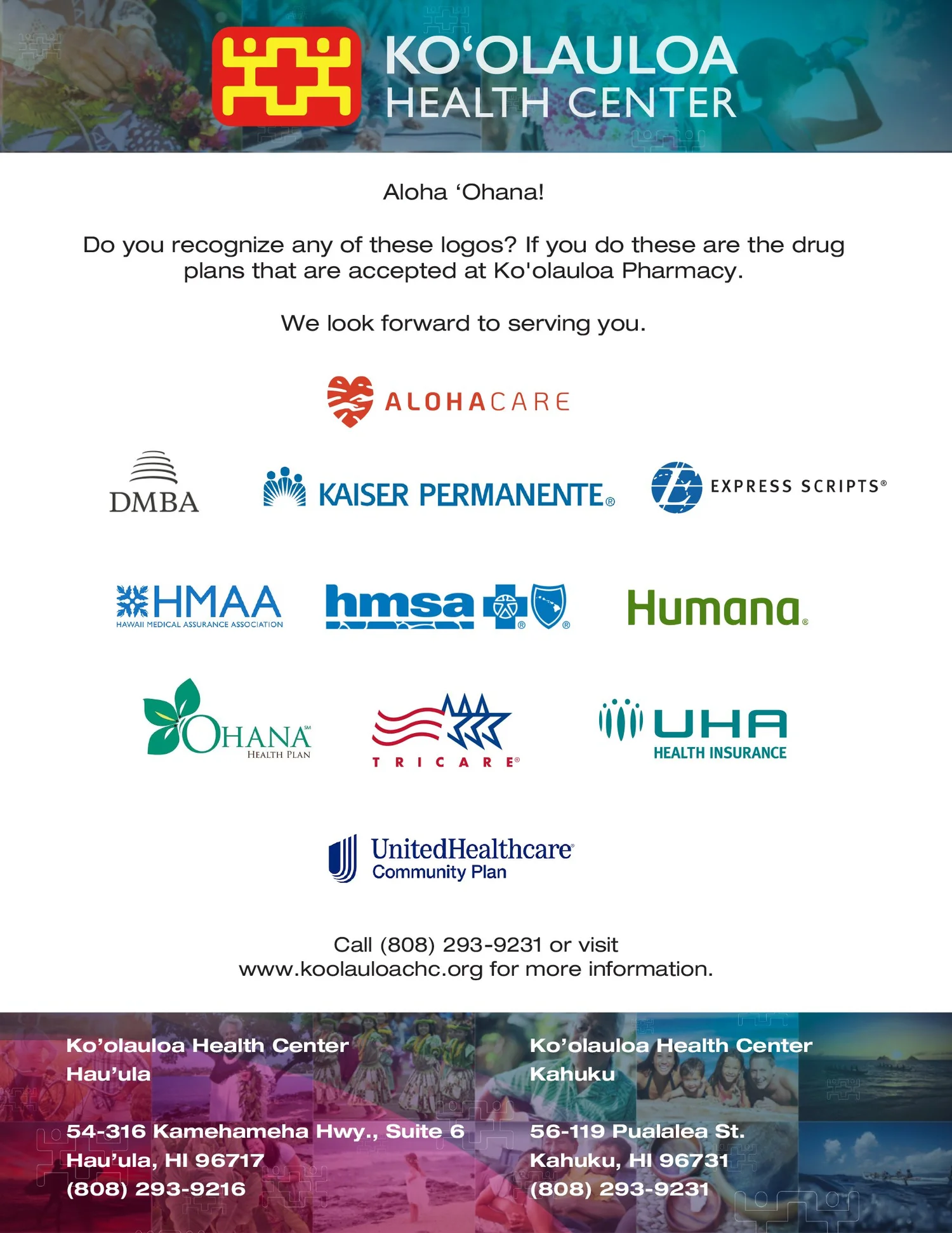 Accepted Drug Plans — KOʻOLAULOA Health Center | Medical, Dental ...