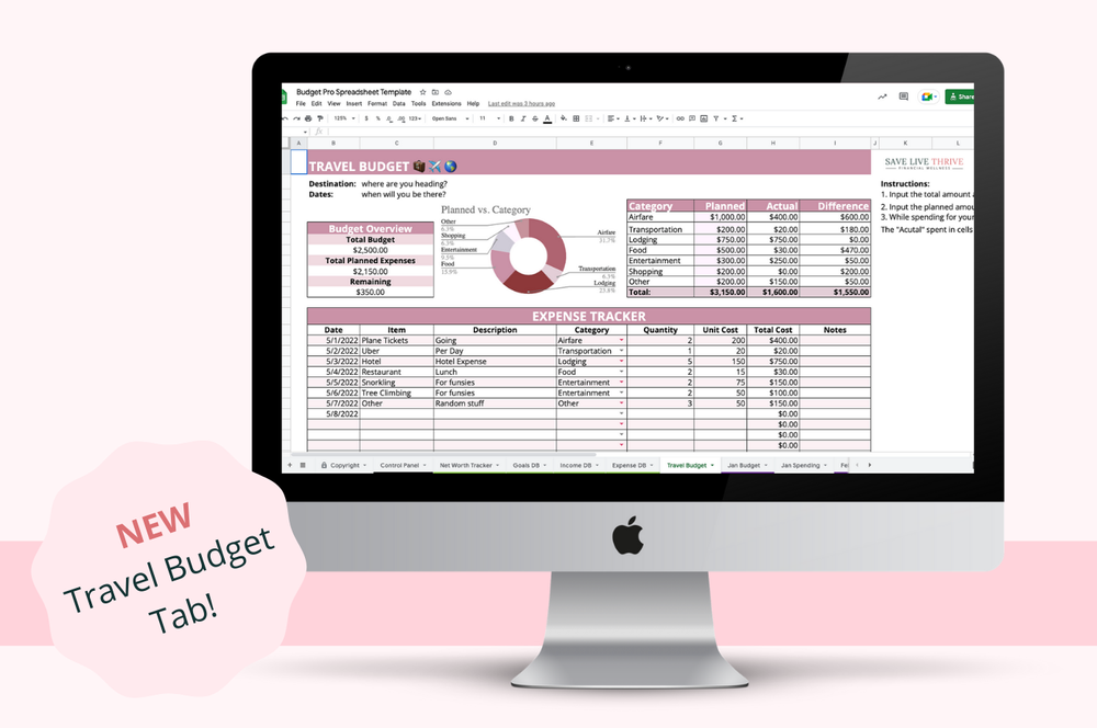 The Budget Pro Spreadsheet — Save Live Thrive