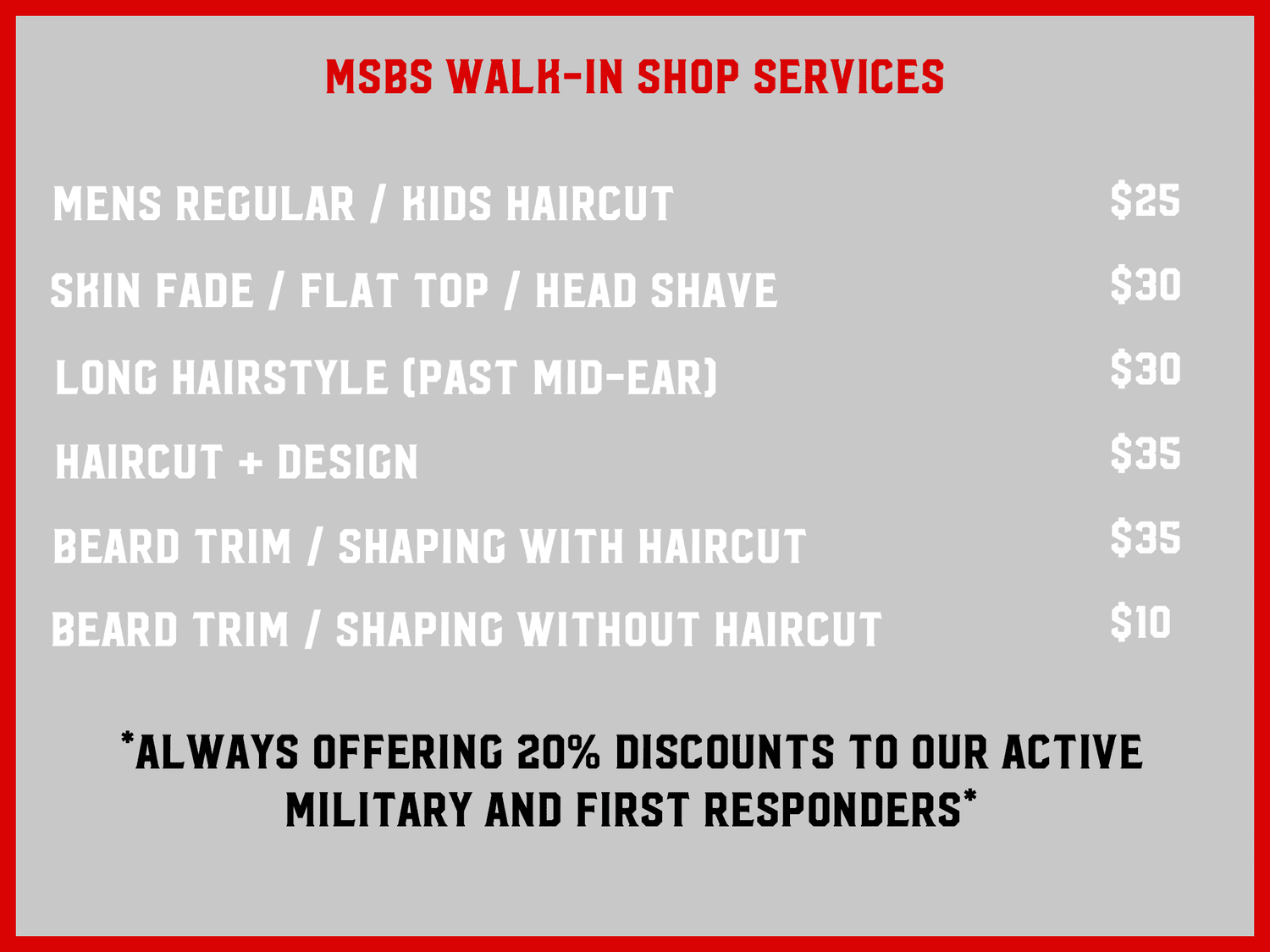 Walk-In Haircuts — MAIN STREET BARBER SHOP