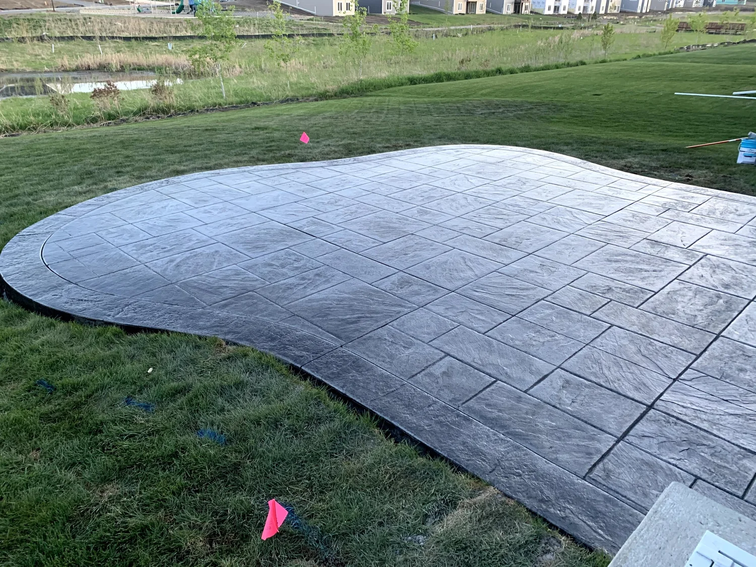 Large Ashlar stamped Patio | Crown Concrete Inc