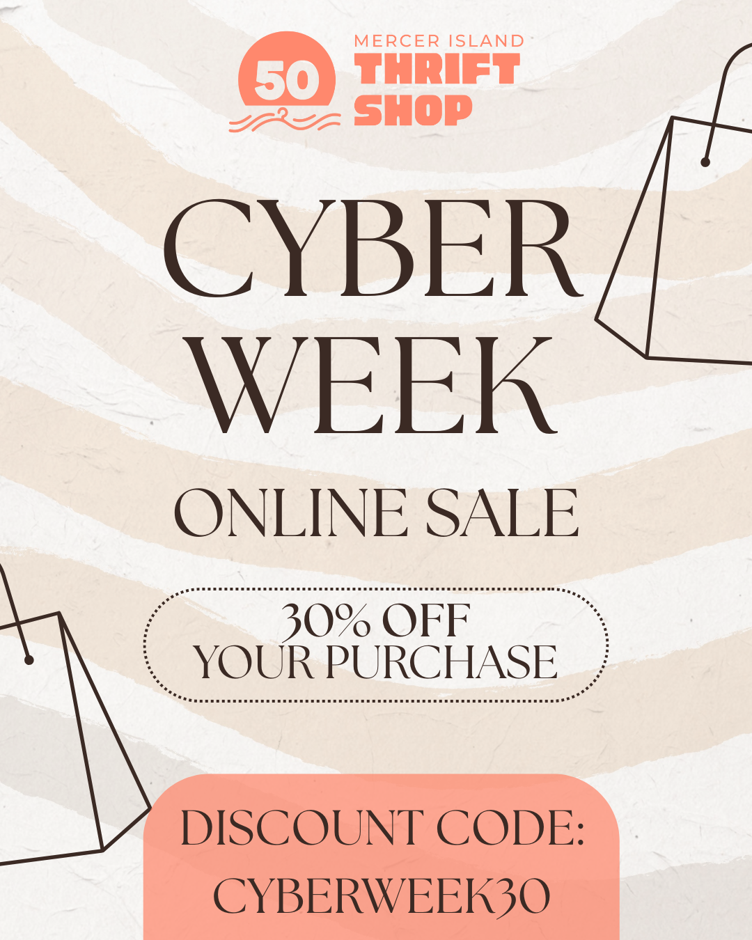 Cyber Week *Online* Sale! — Mercer Island Thrift Shop