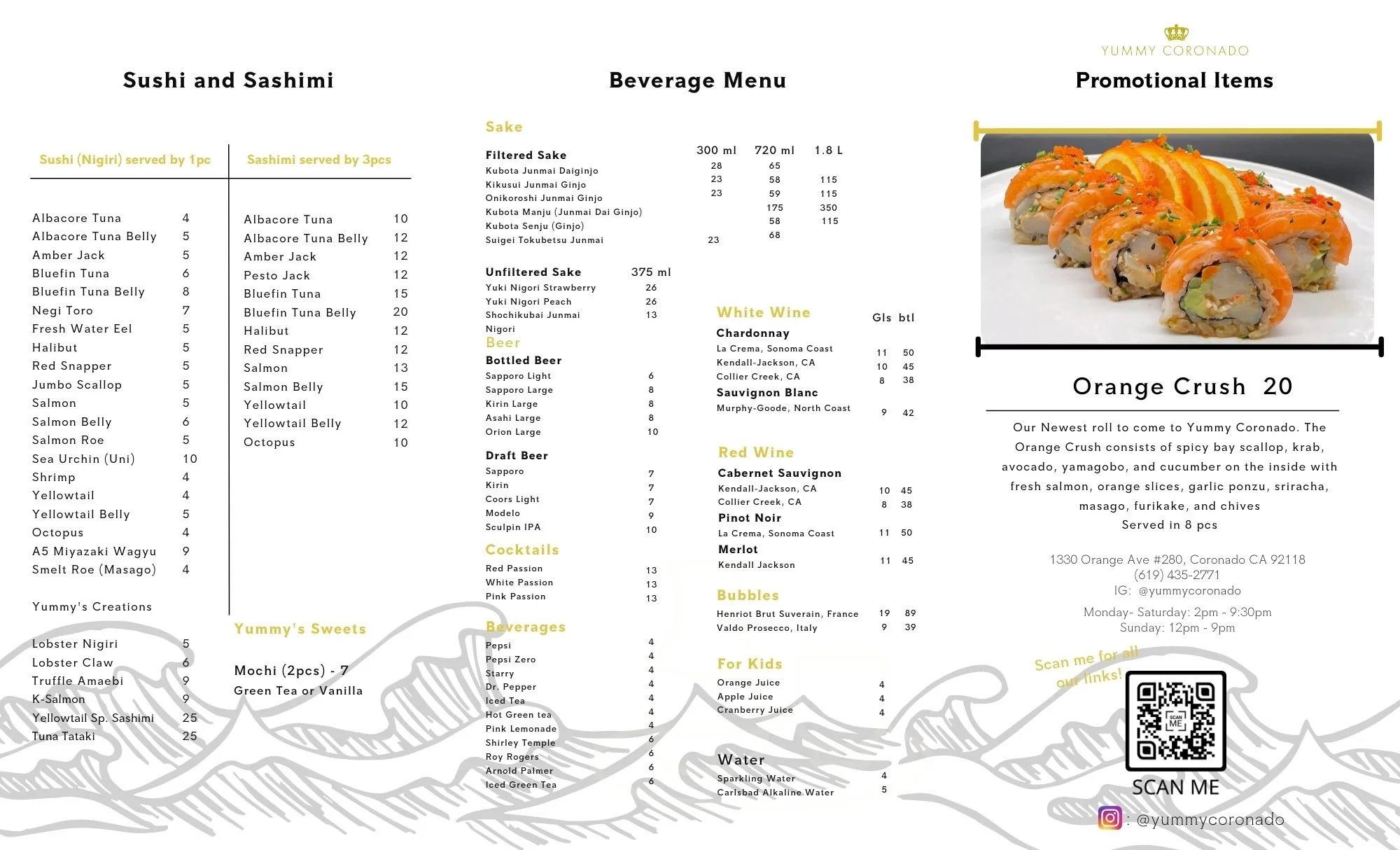 Menu 1 — Yummy Coronado