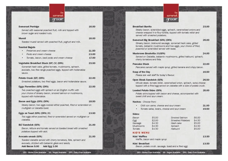 Menu — The Somerset Grocer