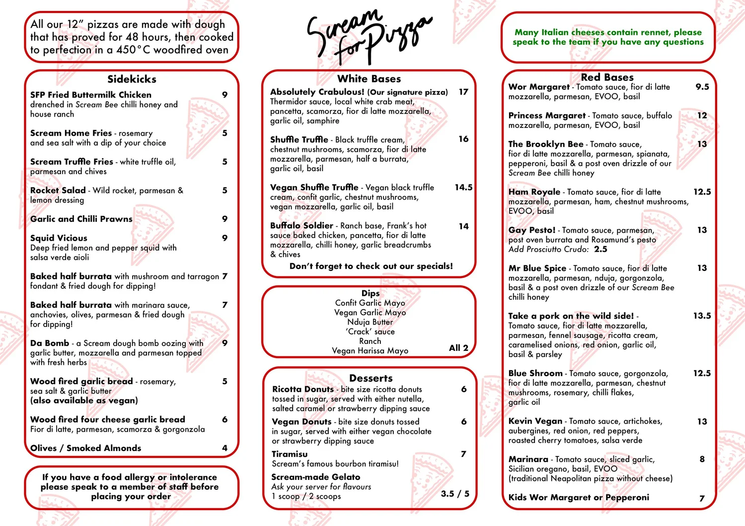 Menu — Scream for Pizza