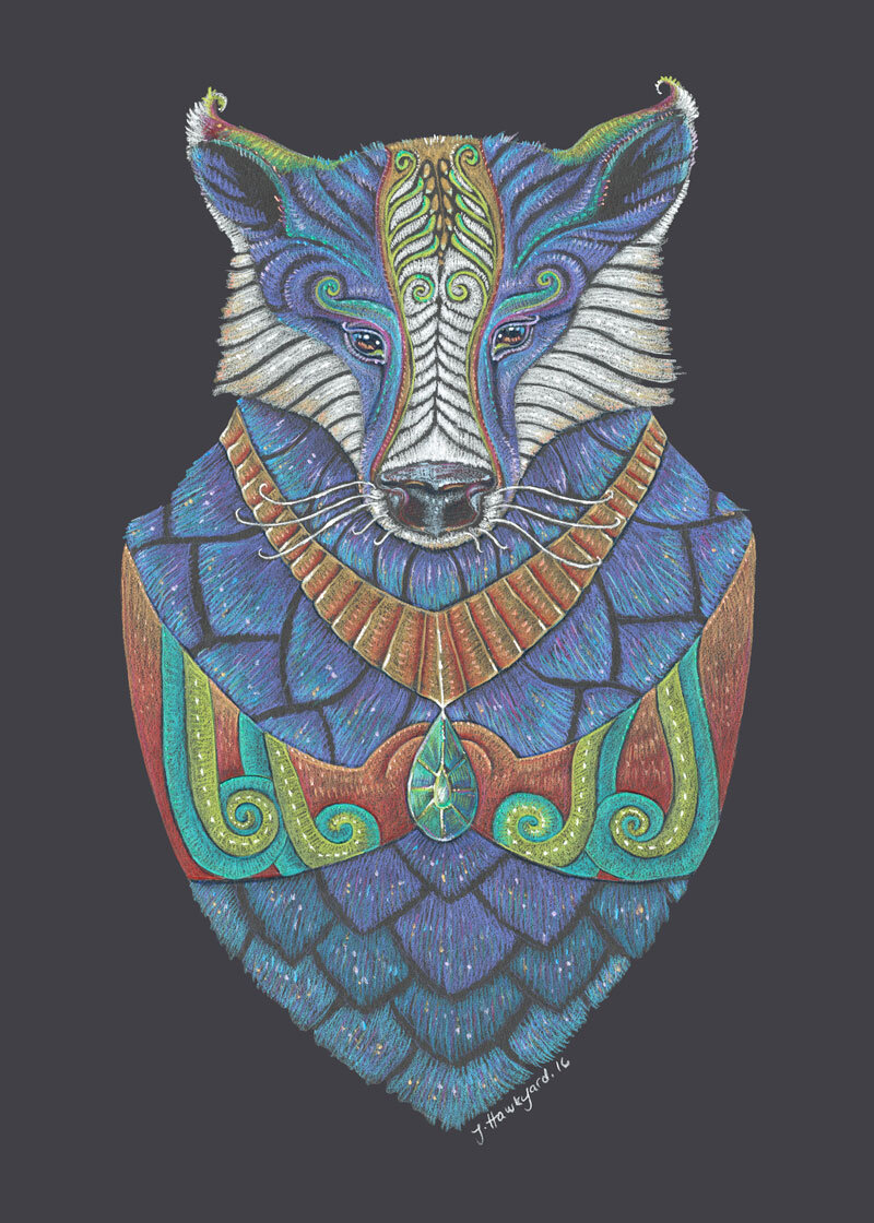 Animal Totems by Jennifer Hawkyard — Badger Totem