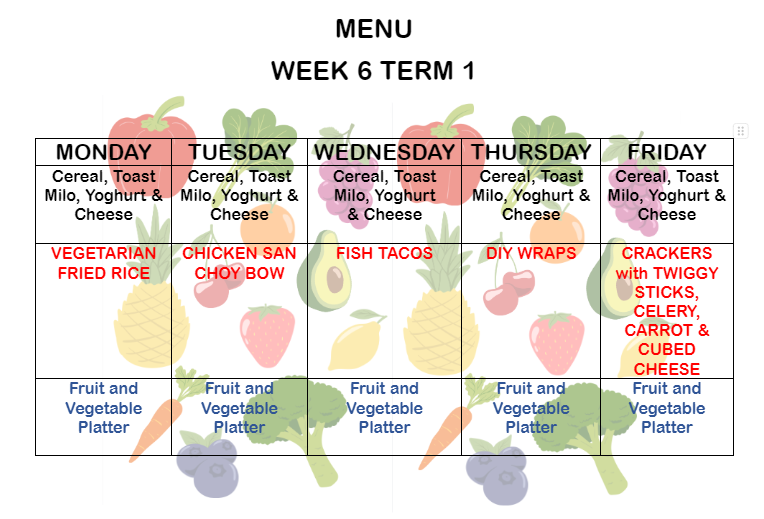Menu — Coogee Care Centre