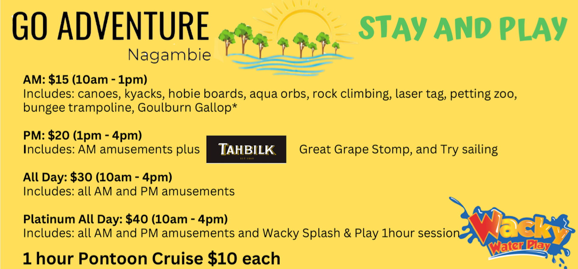 Wacky Water & Go Adventure Stay & Play — GoNagambie