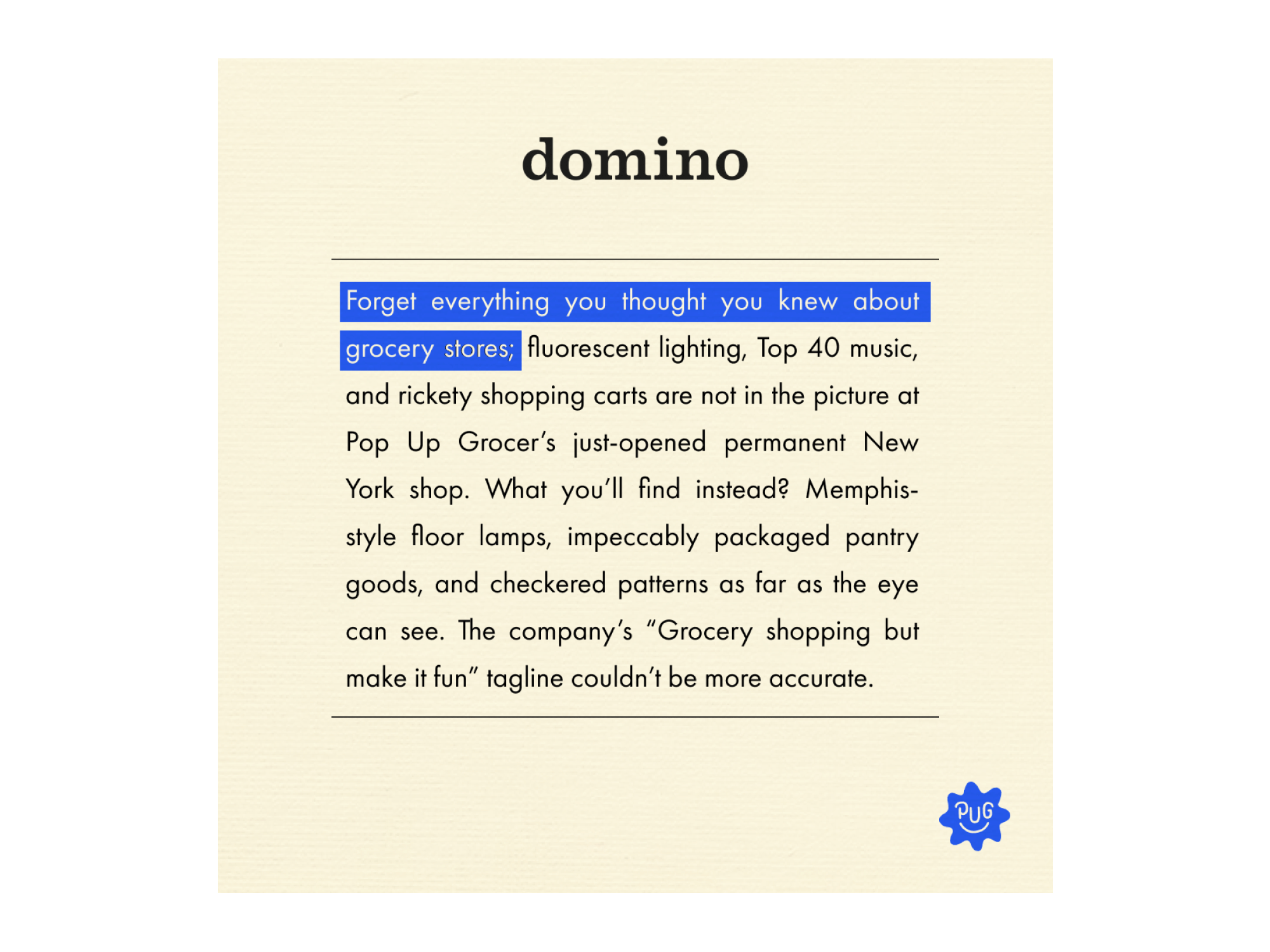 Pop Up Grocer — Simone Lee