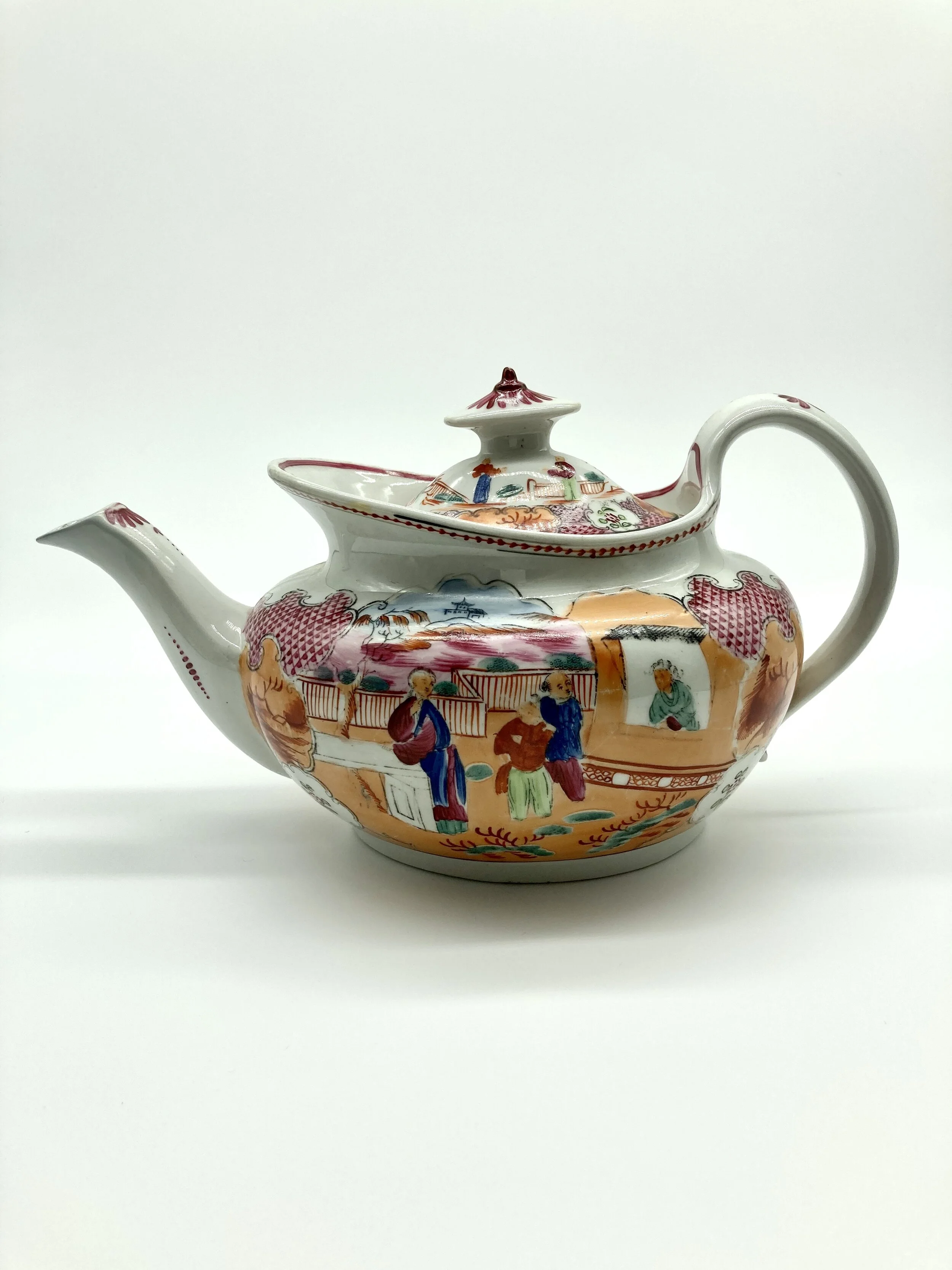 New Hall Porcelain Teapot, Boy in the Window Pattern 425, c1810 ...