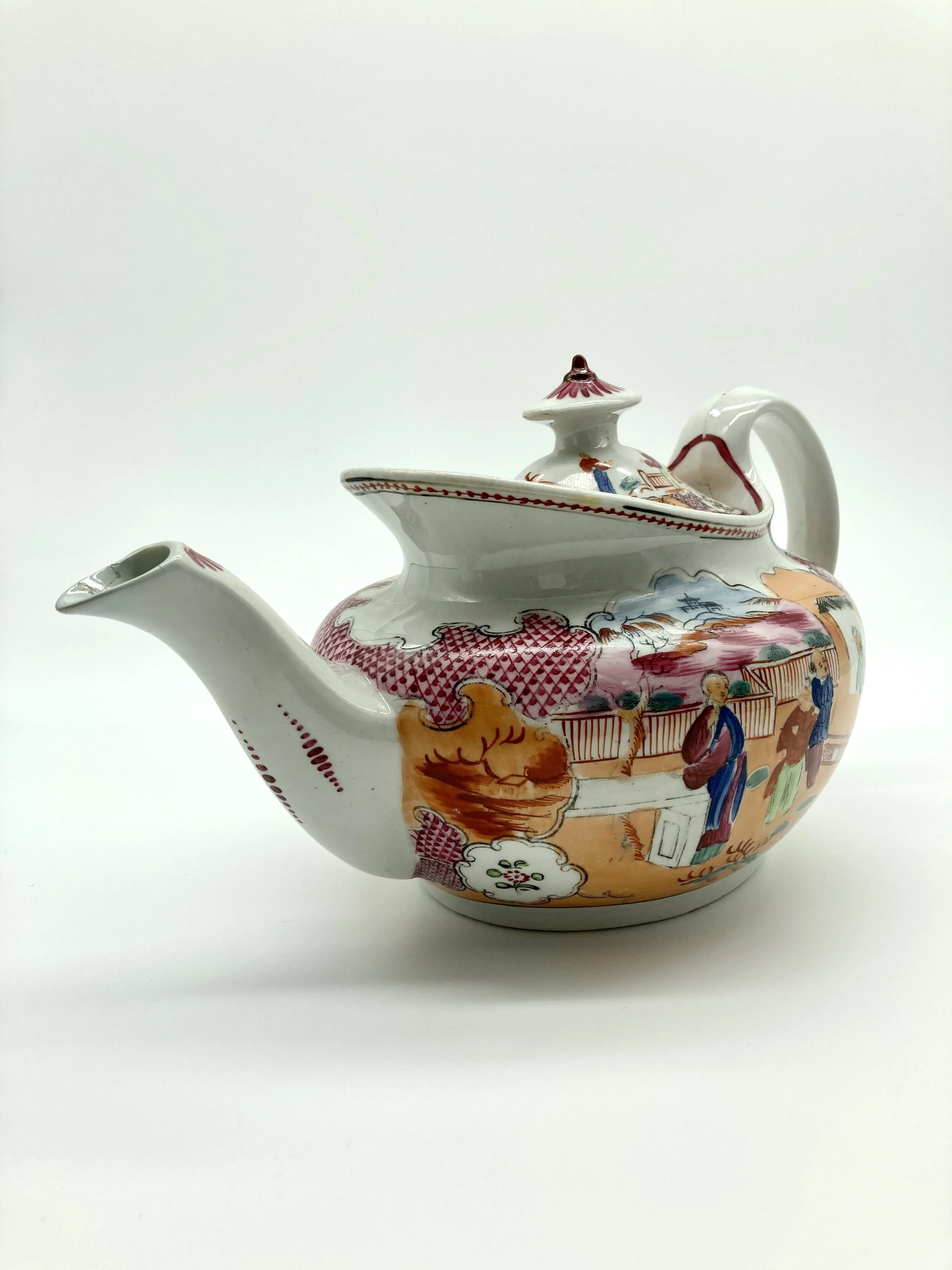 New Hall Porcelain Teapot, Boy in the Window Pattern 425, c1810 ...