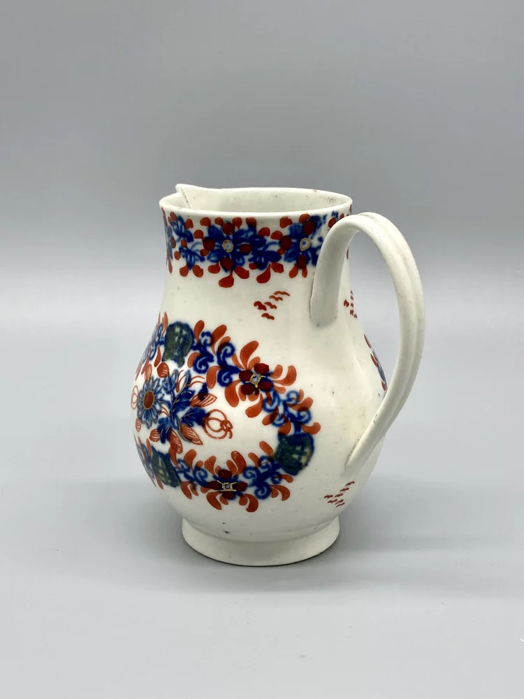 Early Worcester Porcelain Mask Jug, Parrot Pecking Fruit Pattern, circa ...