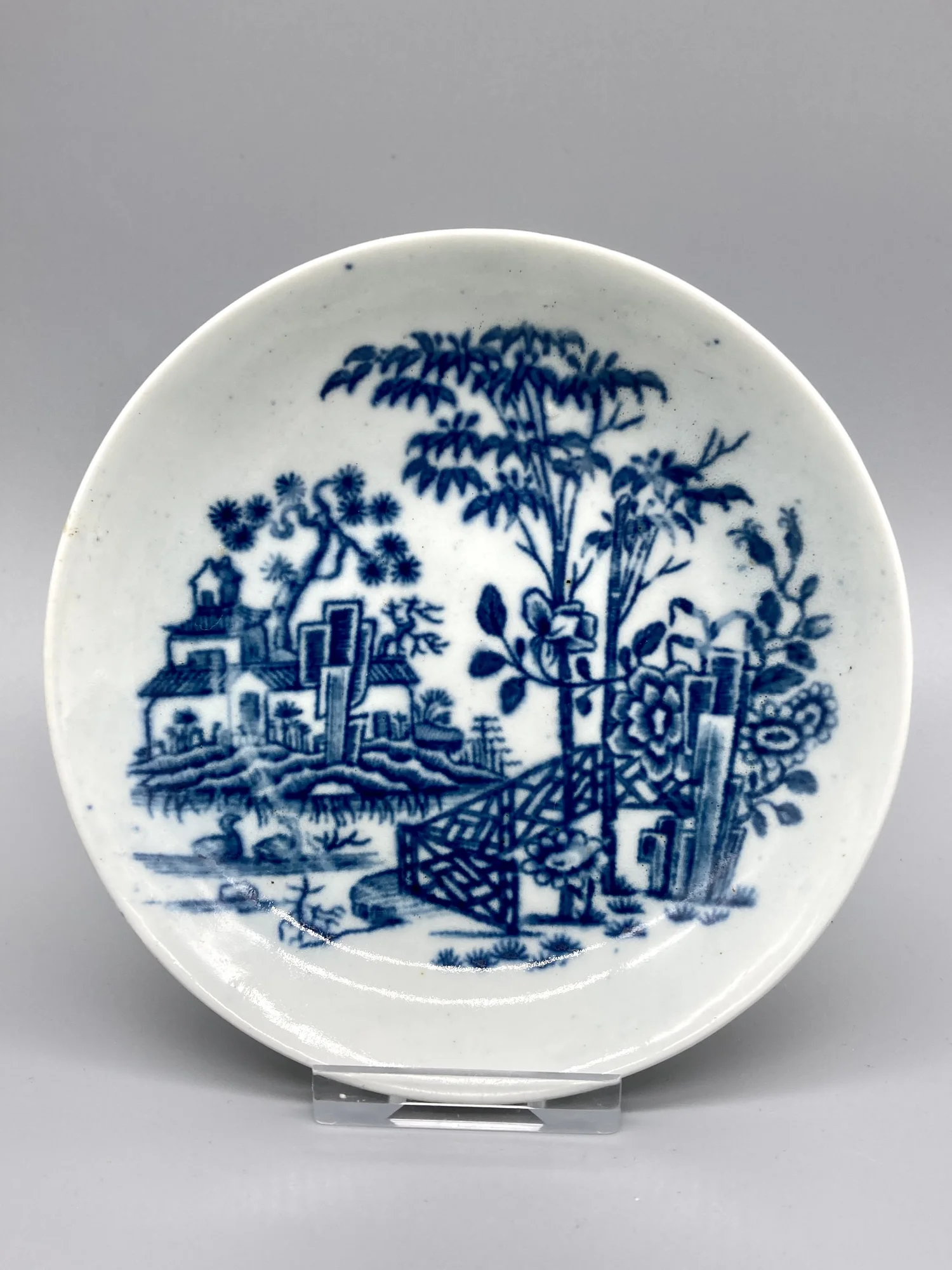Early Worcester Porcelain Teabowl & Saucer, Fence Pattern, c.1770-80 ...