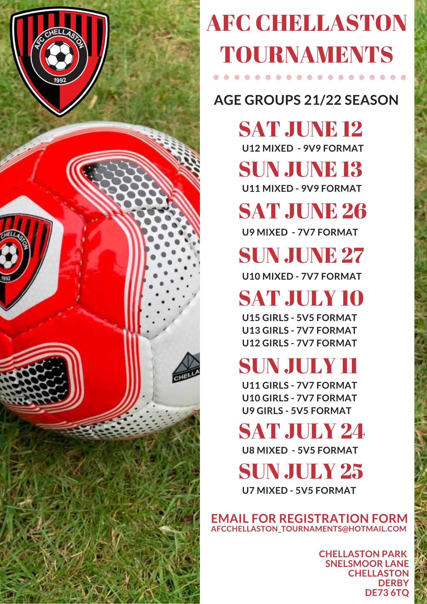 U15, U13 and U12 Girls AFC Chellaston Football Tournament — Chellaston ...