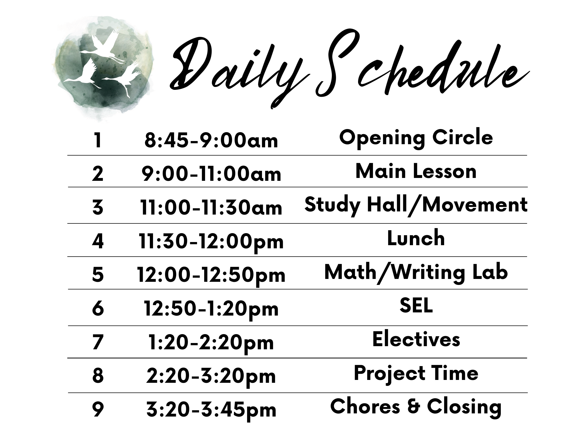Daily Schedule — Central Sands Community High School