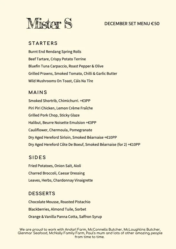 Menus — Mister S