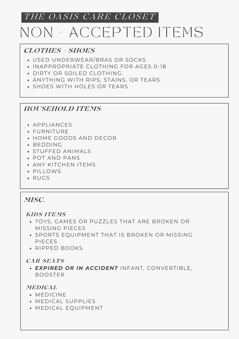 The Oasis Care Closet — The Oasis Project