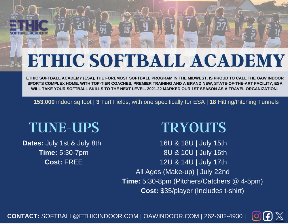 About - ESA Softball - New Berlin — OAW Indoor Sports Complex