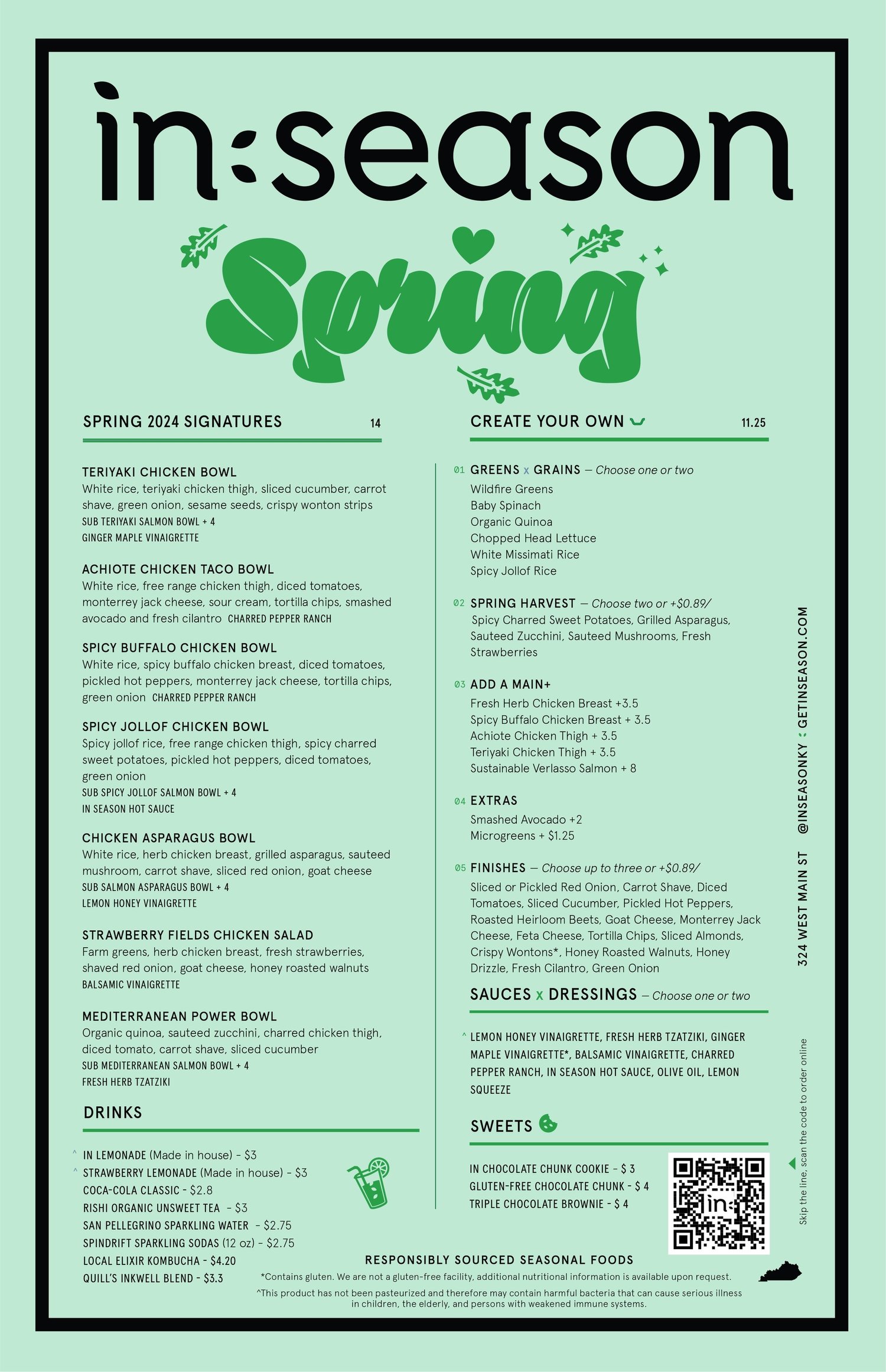 SPRING 24 menu page — In Season® | Harvest Kitchen