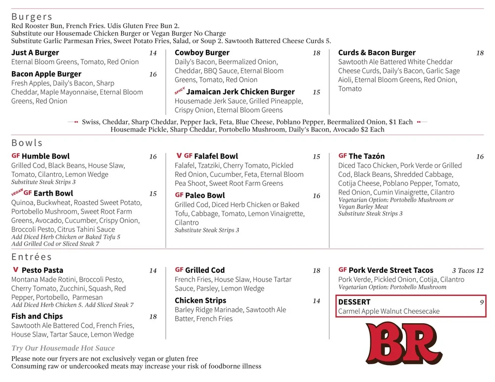 Menu — Bitter Root Brewing