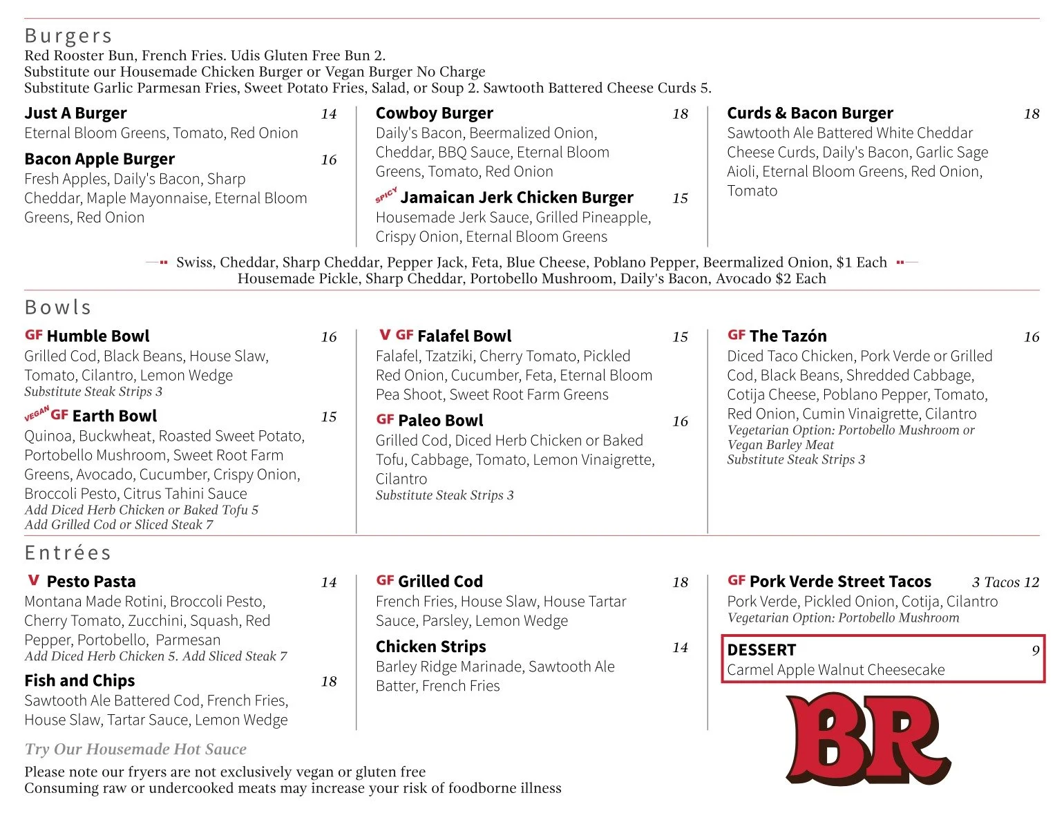 Menu — Bitter Root Brewing