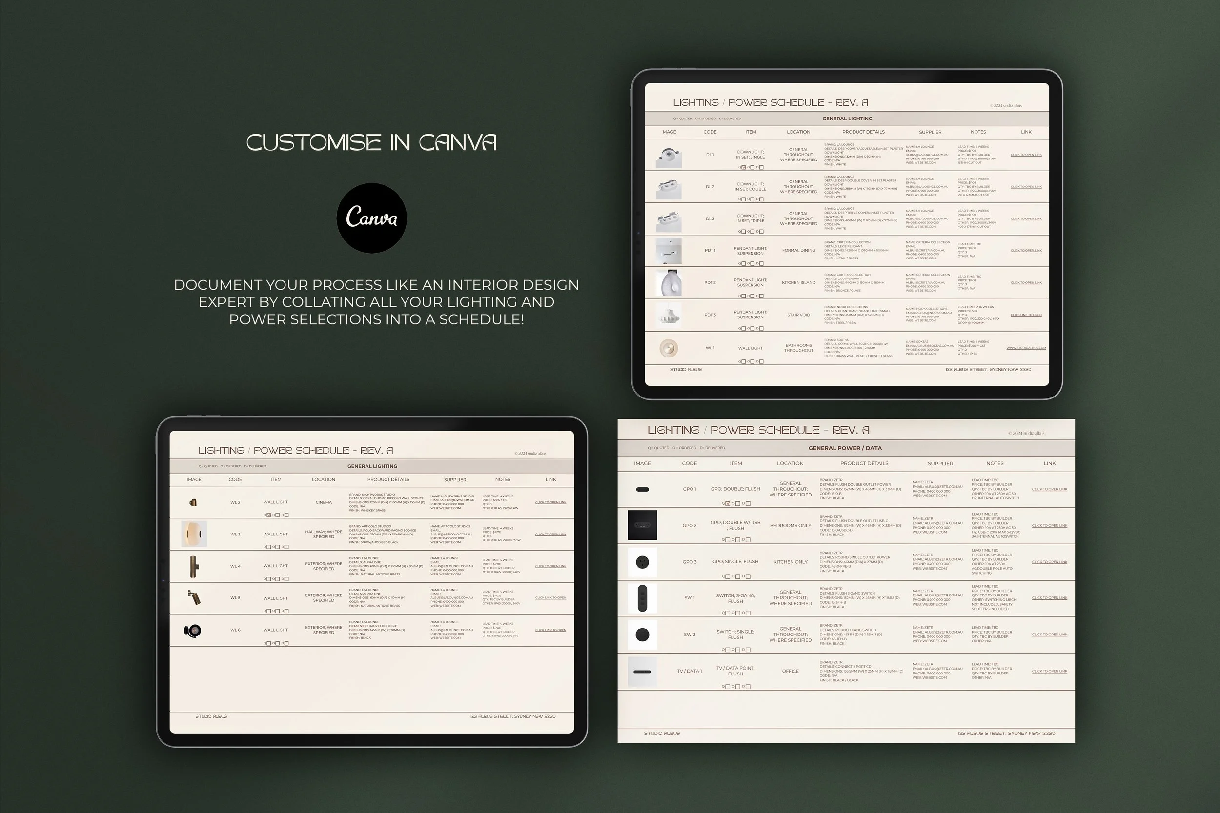 FF&E Schedule Template — Studio Albus: Interior Design Studio ...