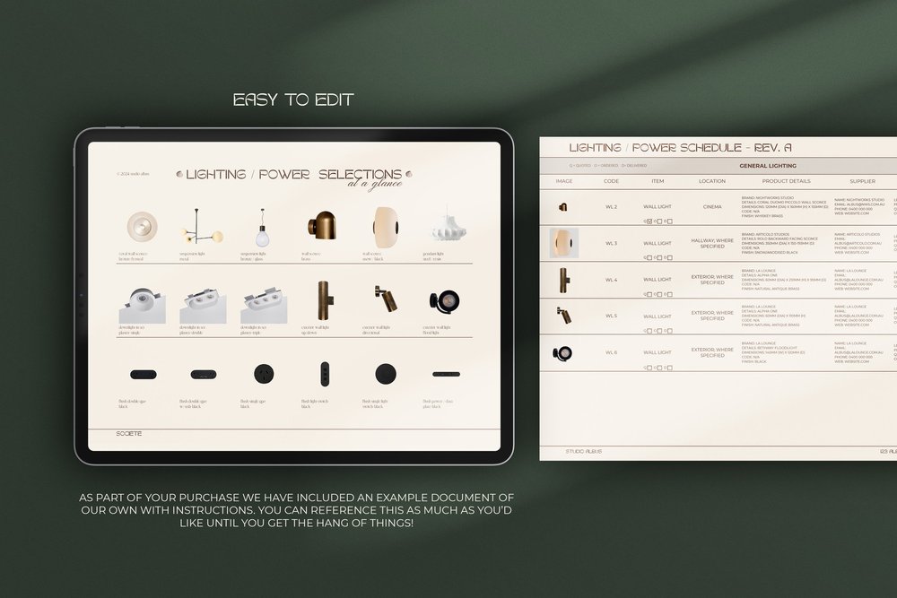 FF&E Schedule Template — Studio Albus: Interior Design Studio ...