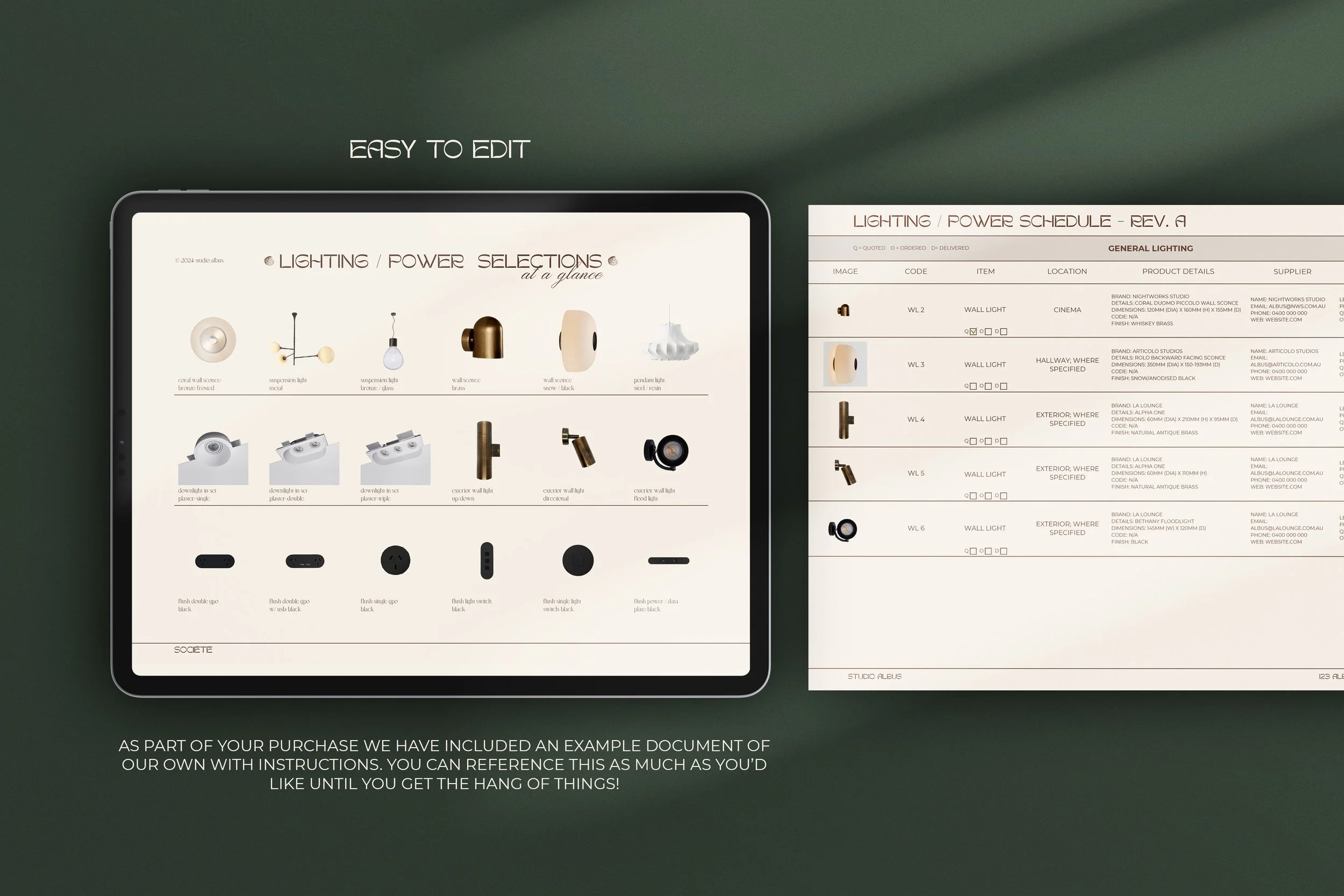 FF&E Schedule Template — Studio Albus: Interior Design Studio ...