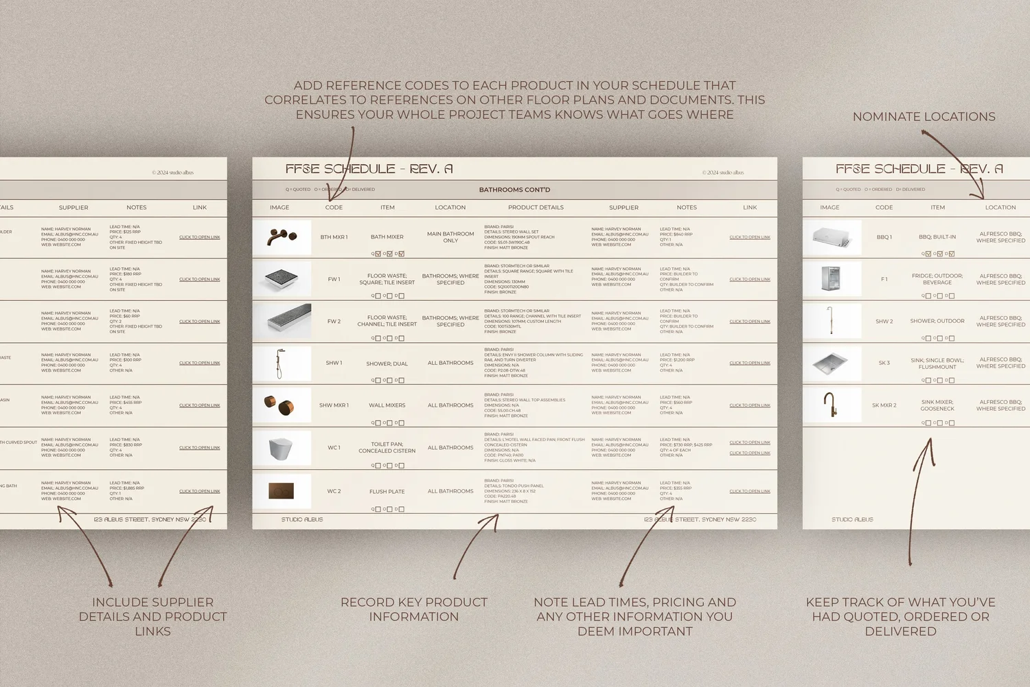 Finishes Schedule Template — Studio Albus: Interior Design Studio ...