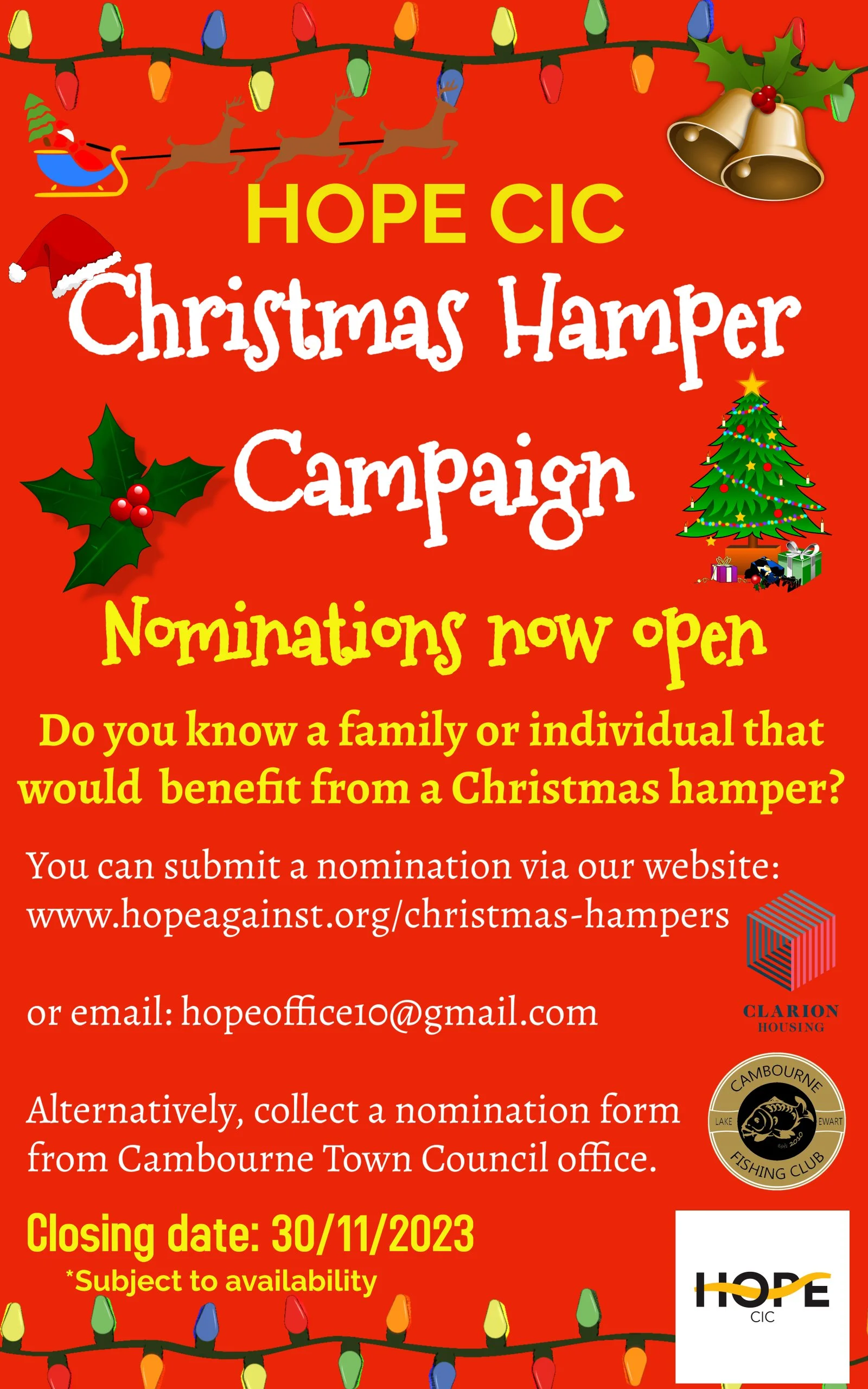 Christmas Hampers — Hope Against Poverty- Reg No.13003252