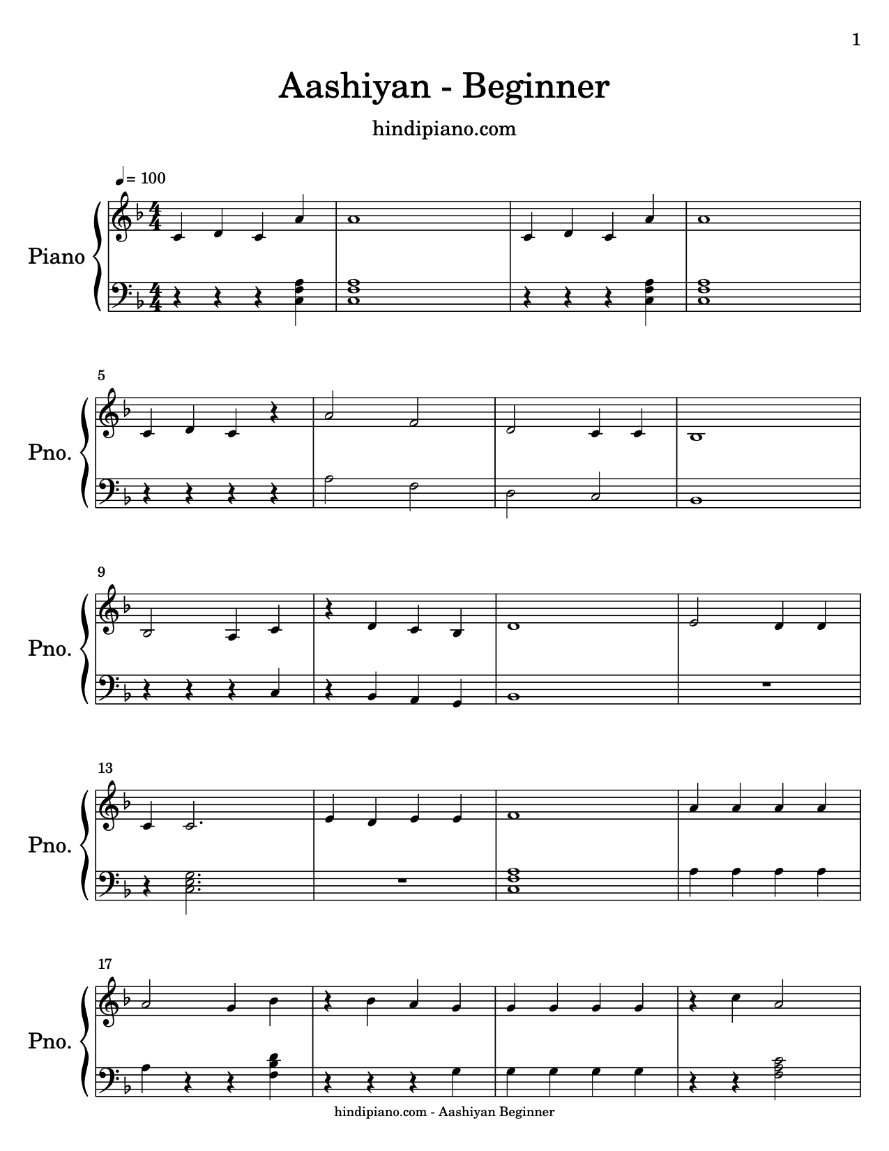 Barfi - Aashiyan — Hindi Piano