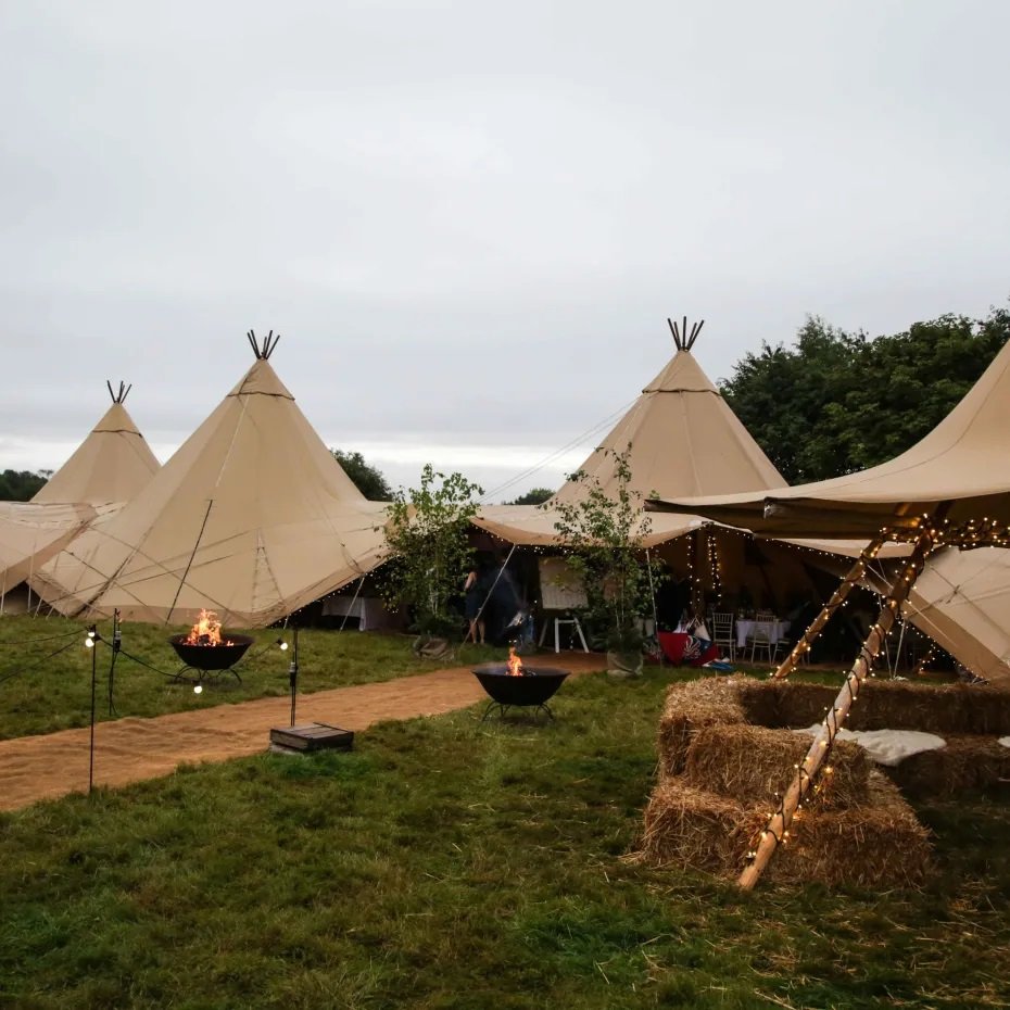 Quintuple Tipi Hire | 5 Tipi Link-Up for Spacious Events | Mikata ...