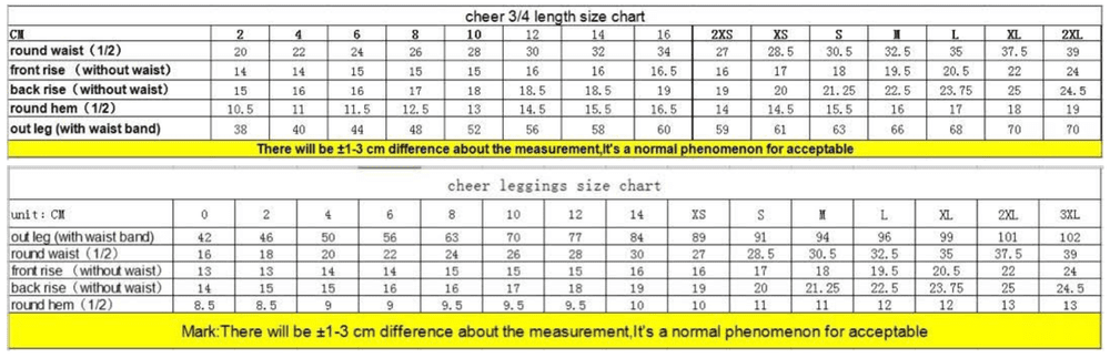 Sizing Charts — Infinity Athletics